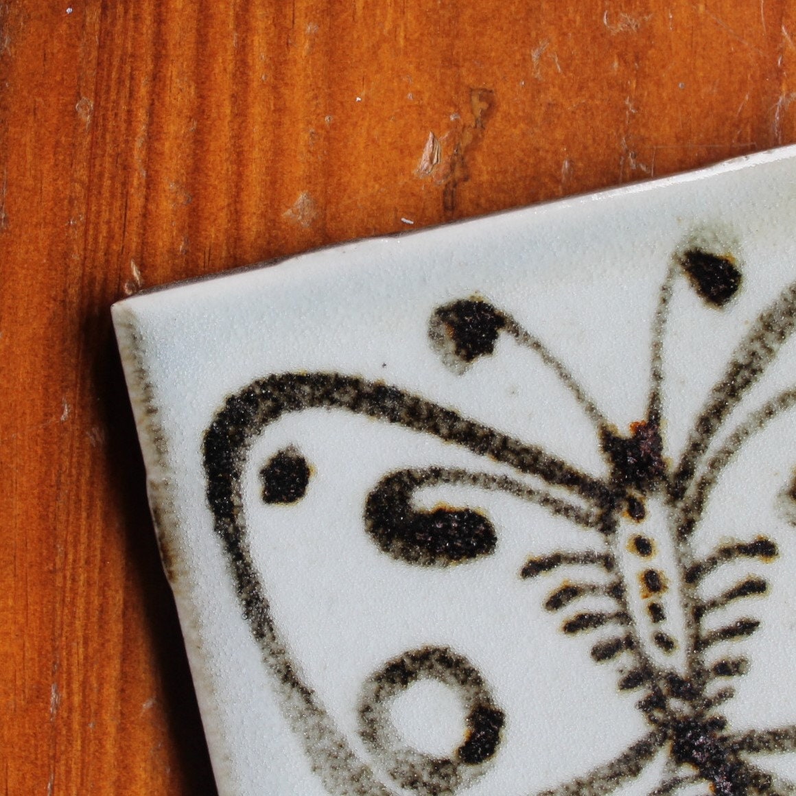 Vintage Ken Edwards Mexican Tonala Pottery Tile 4x4 Gray with Brown ...