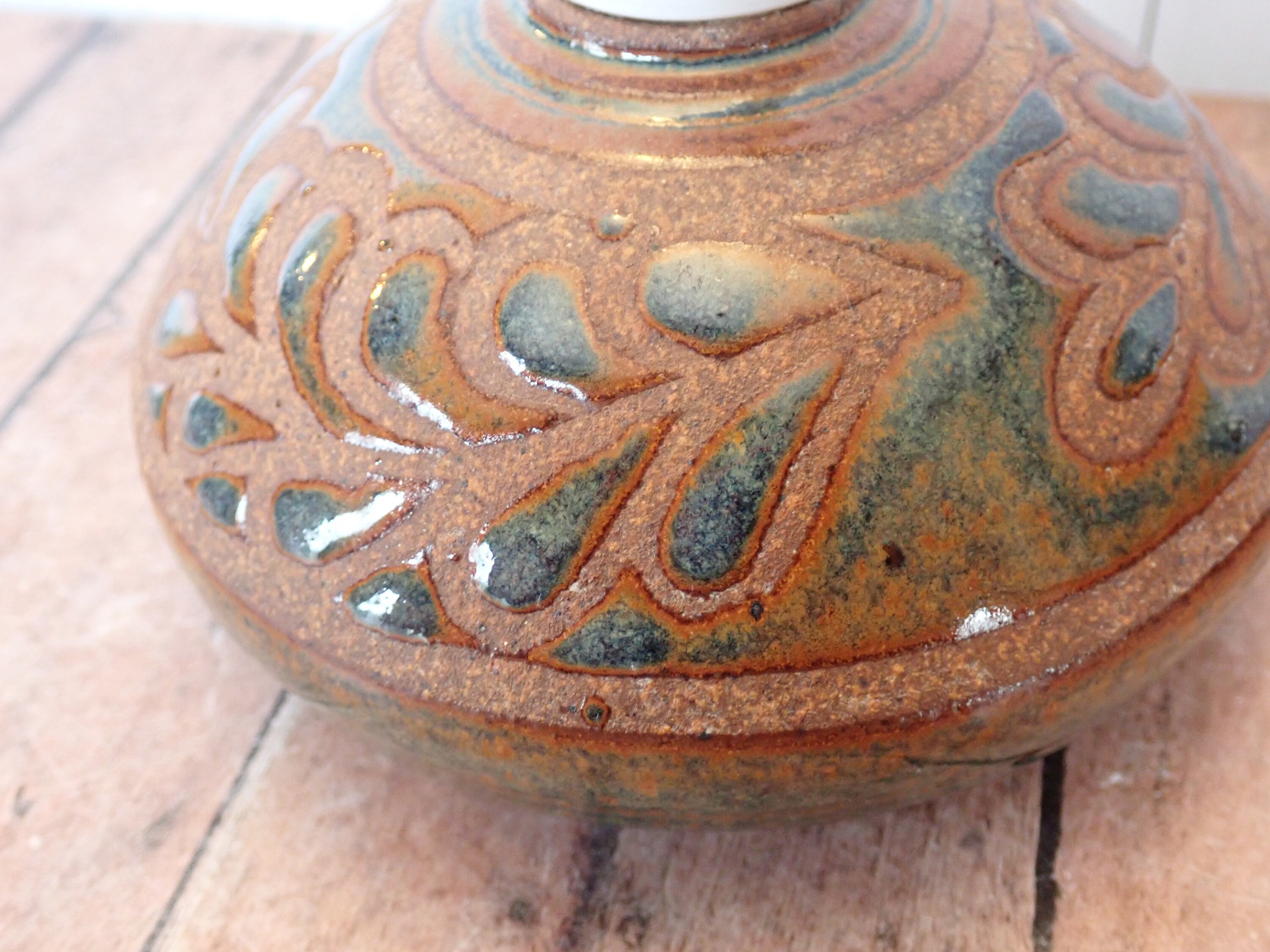 Vintage Nick Blaisdell Pottery Stoneware Soap Dispenser Blue with Brown ...