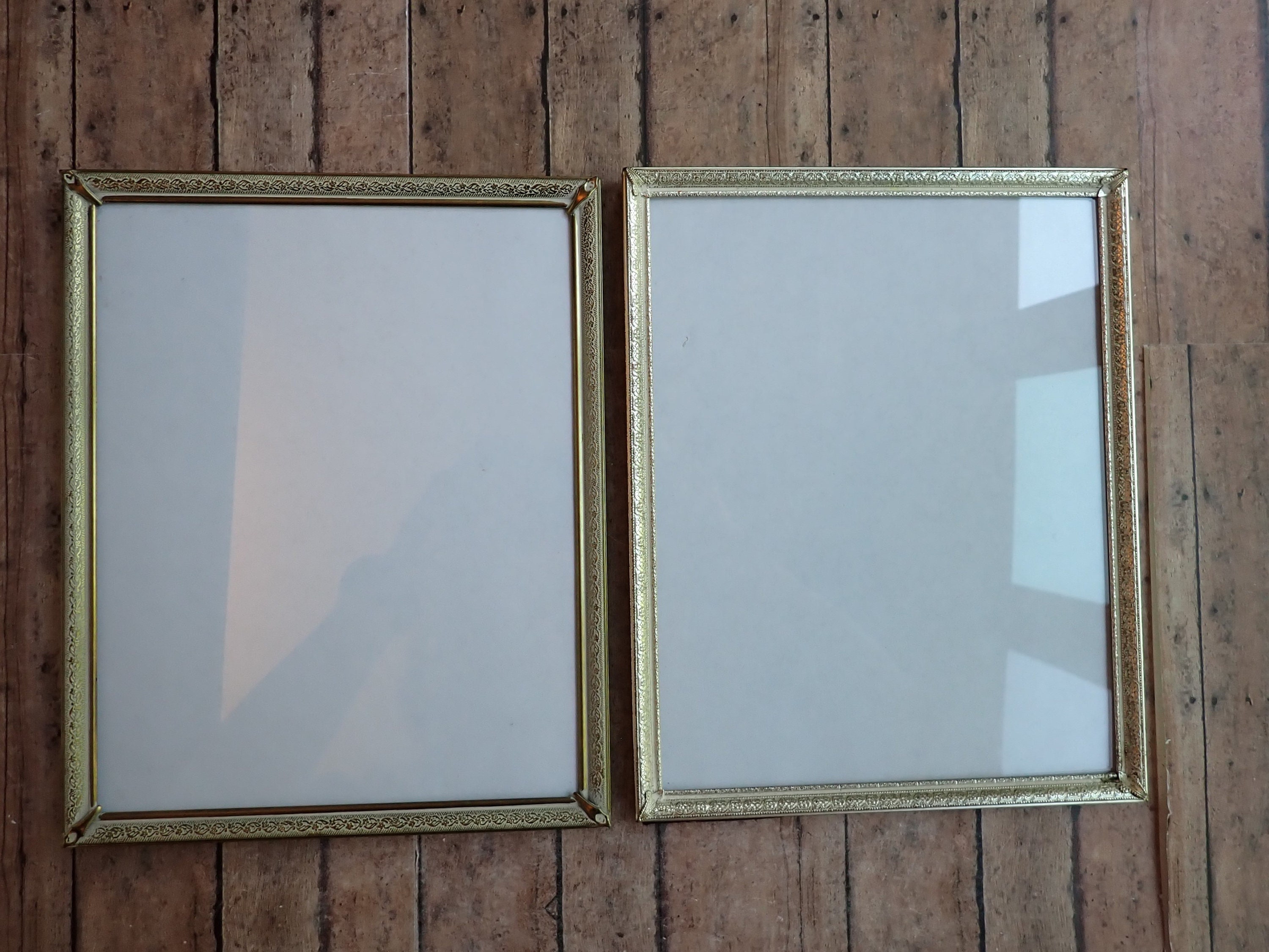 Vintage 8x10 Brass Photo Picture Frame Set of 2 with White Enamel ...
