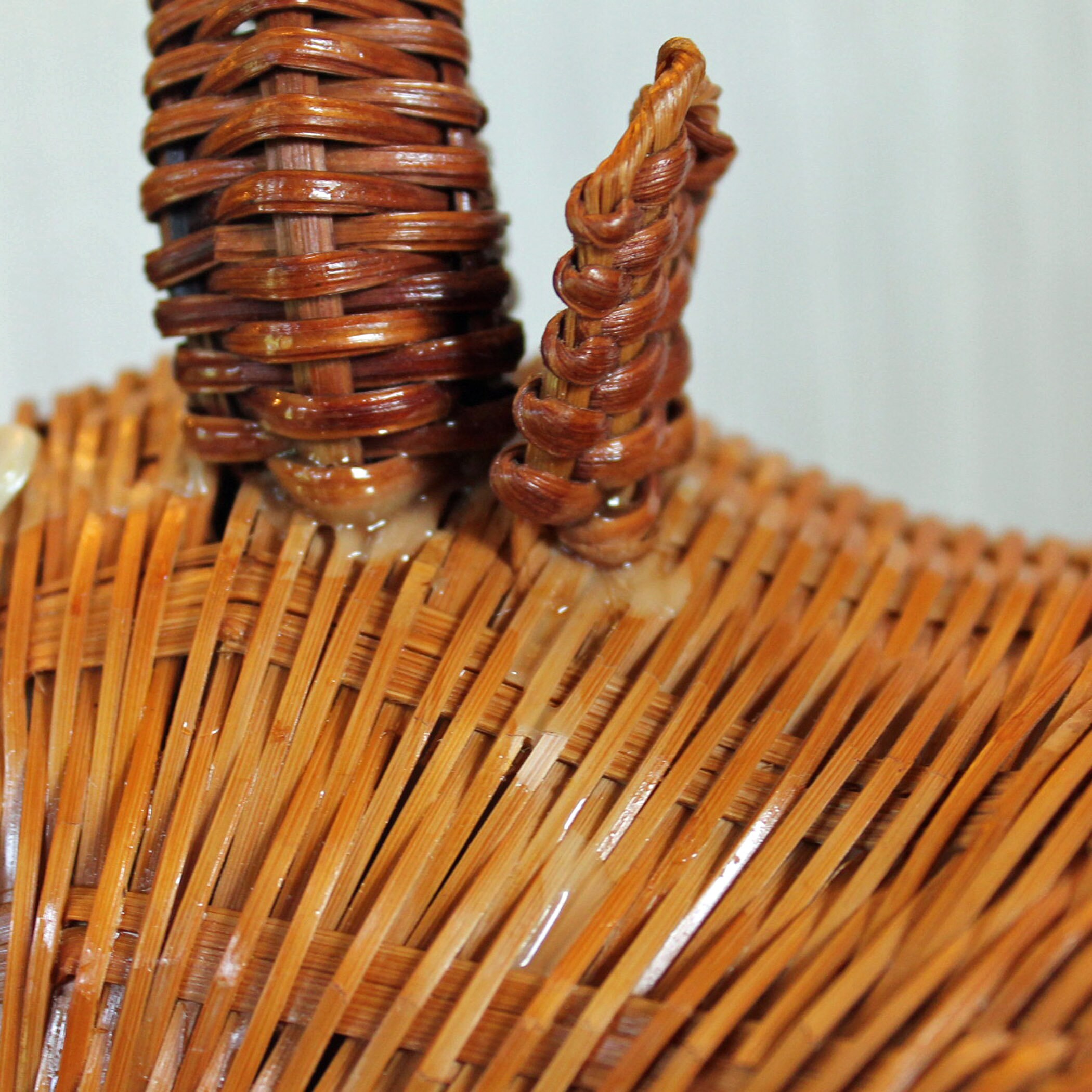 Vintage Woven Wicker Cow Bull Steer Basket with Base and Lid Large ...