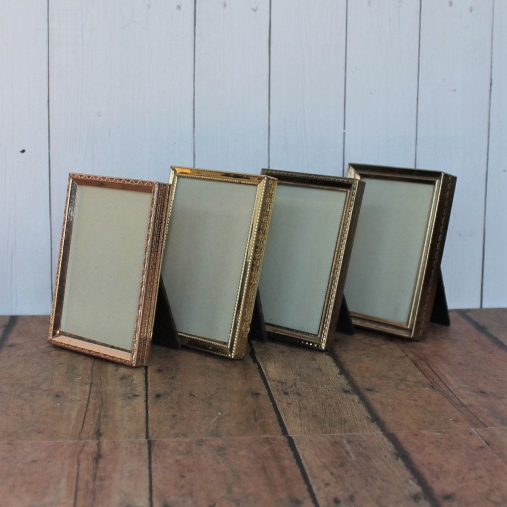 Vintage 2x3 Metal Gold Brass Colored Photo Picture Frame Set of 4 ...