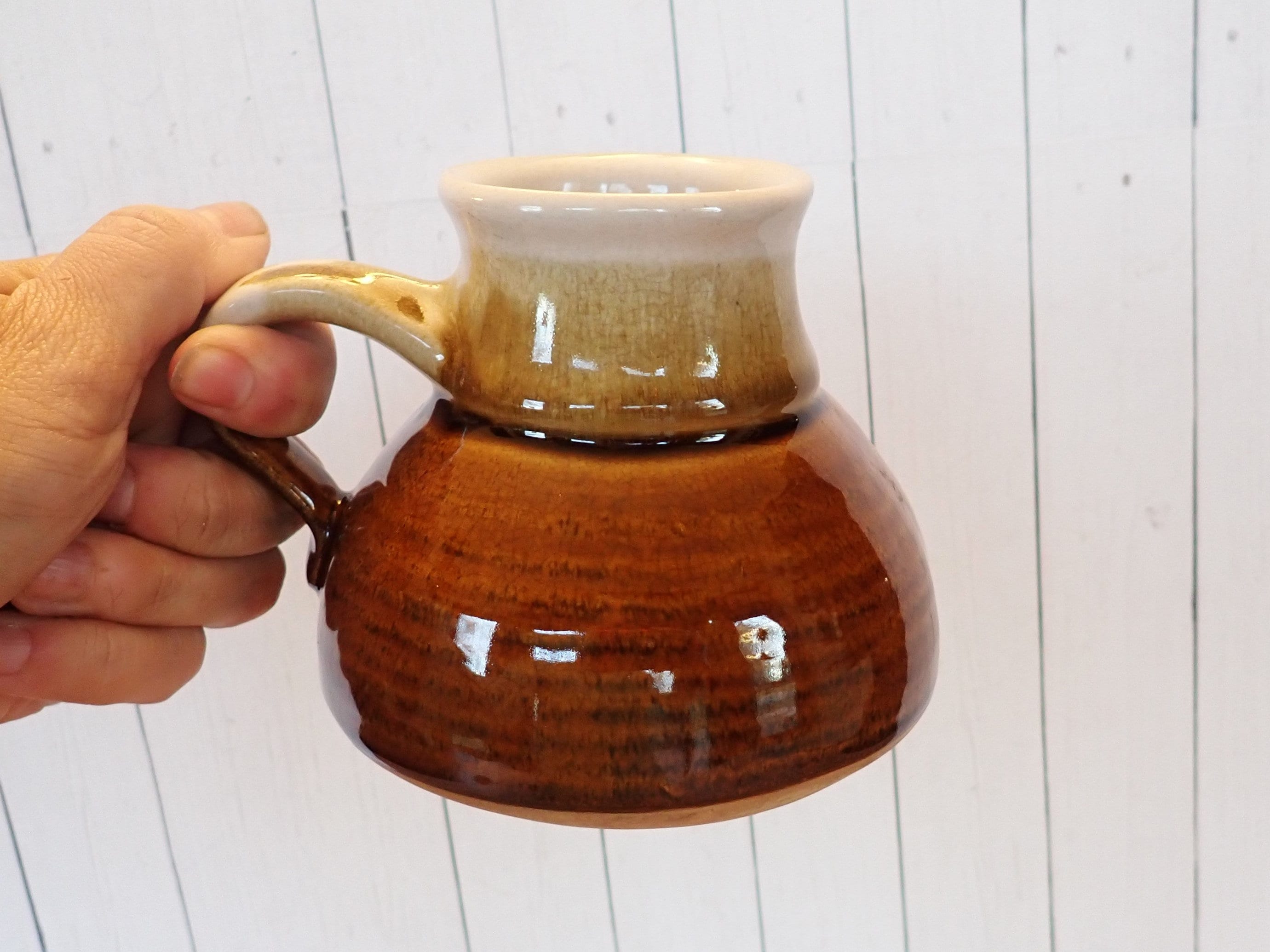 Vintage Wide Base No Spill Ceramic Stoneware Travel Mugs Spill Proof ...