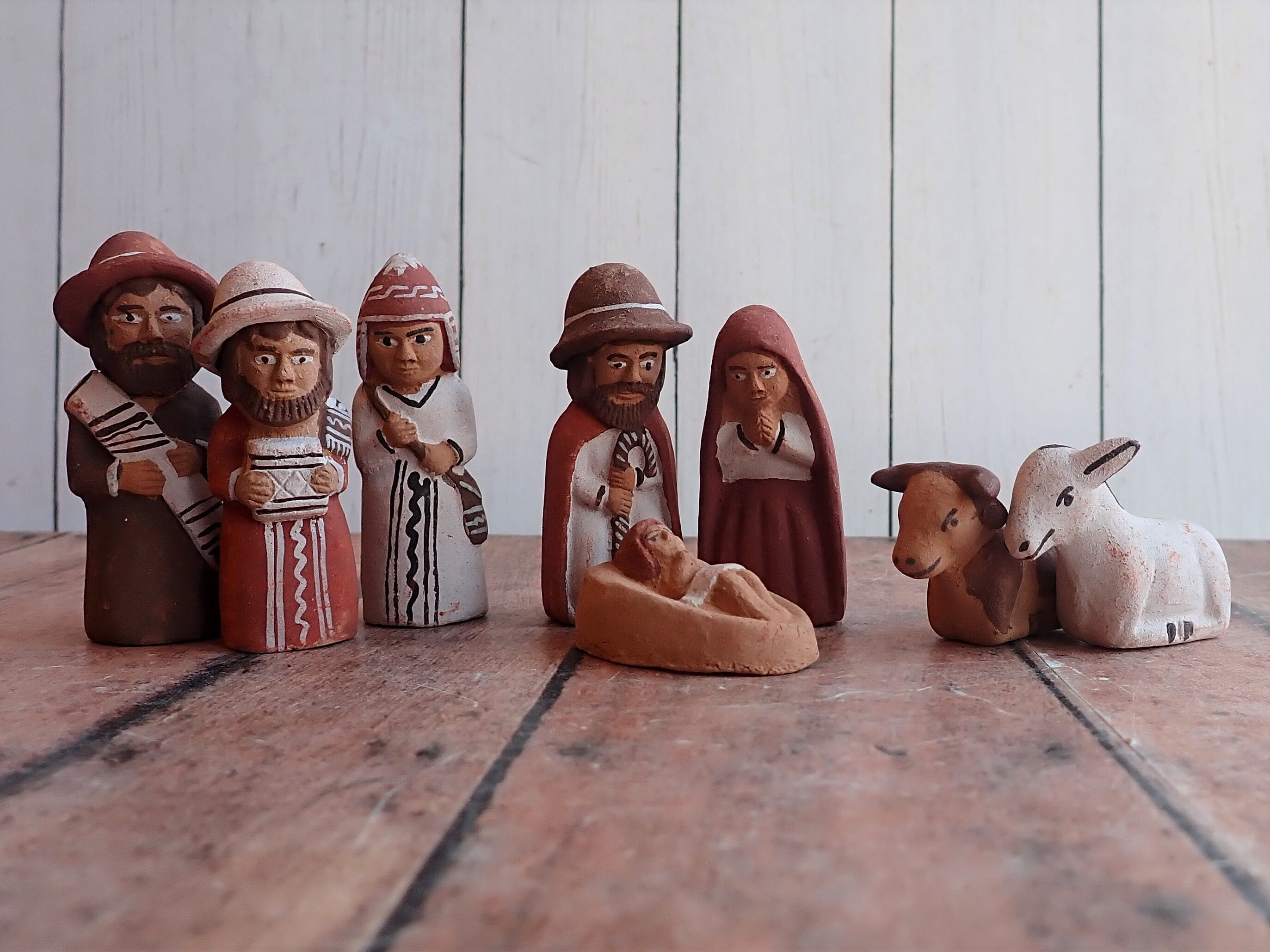 Vintage Pervuian Pottery Miniature Nativity Set Set of 8 Mini Stoneware ...