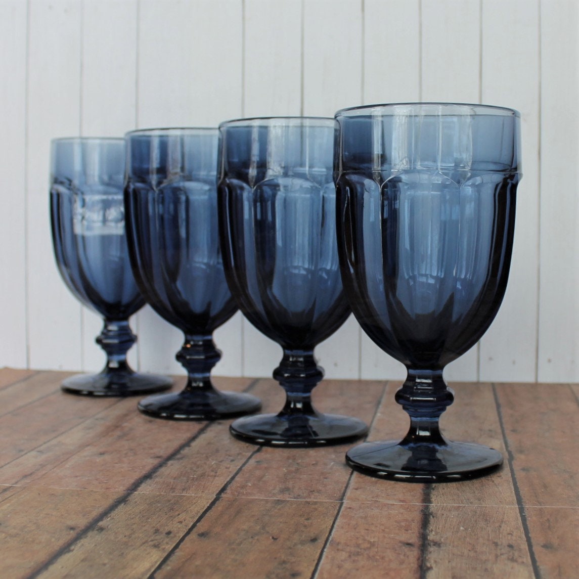 Vintage Libbey Glass GIBRALTAR Dusky Blue 7 Iced Tea Water Goblet Set ...