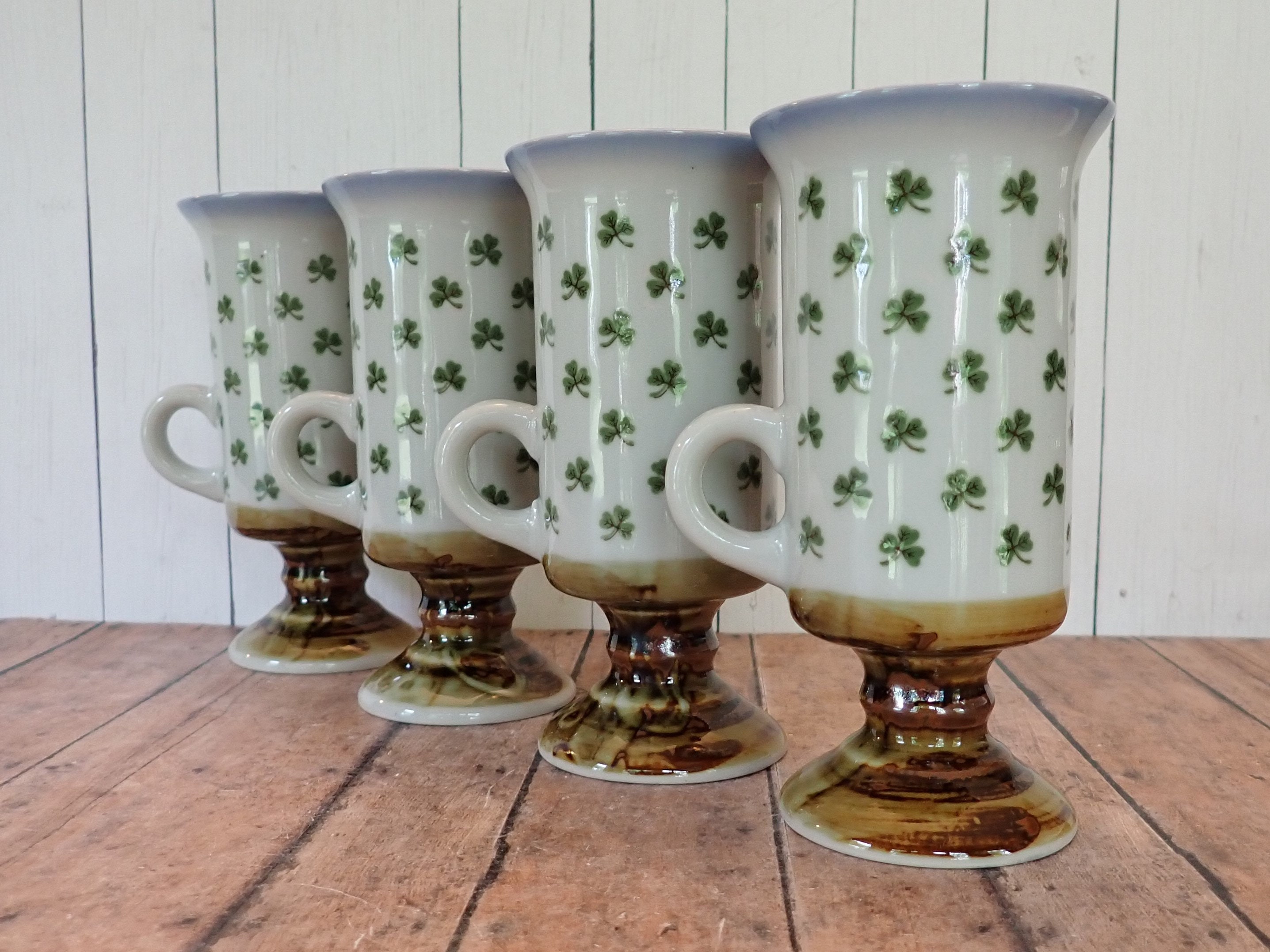 Vintage OTAGIRI Footed Pedestal Irish Coffee Mugs Set of 4 Brown and ...