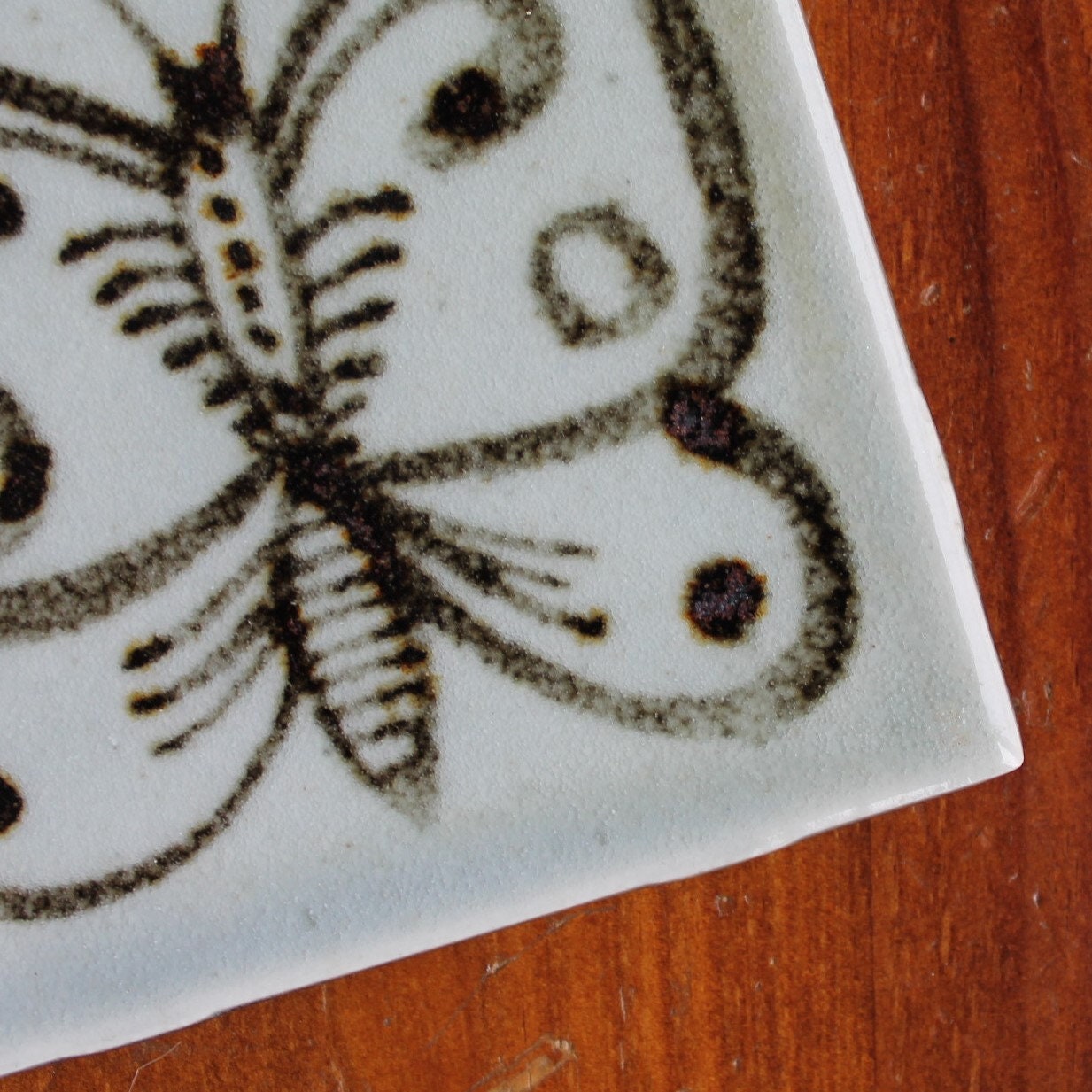 Vintage Ken Edwards Mexican Tonala Pottery Tile 4x4 Gray with Brown ...