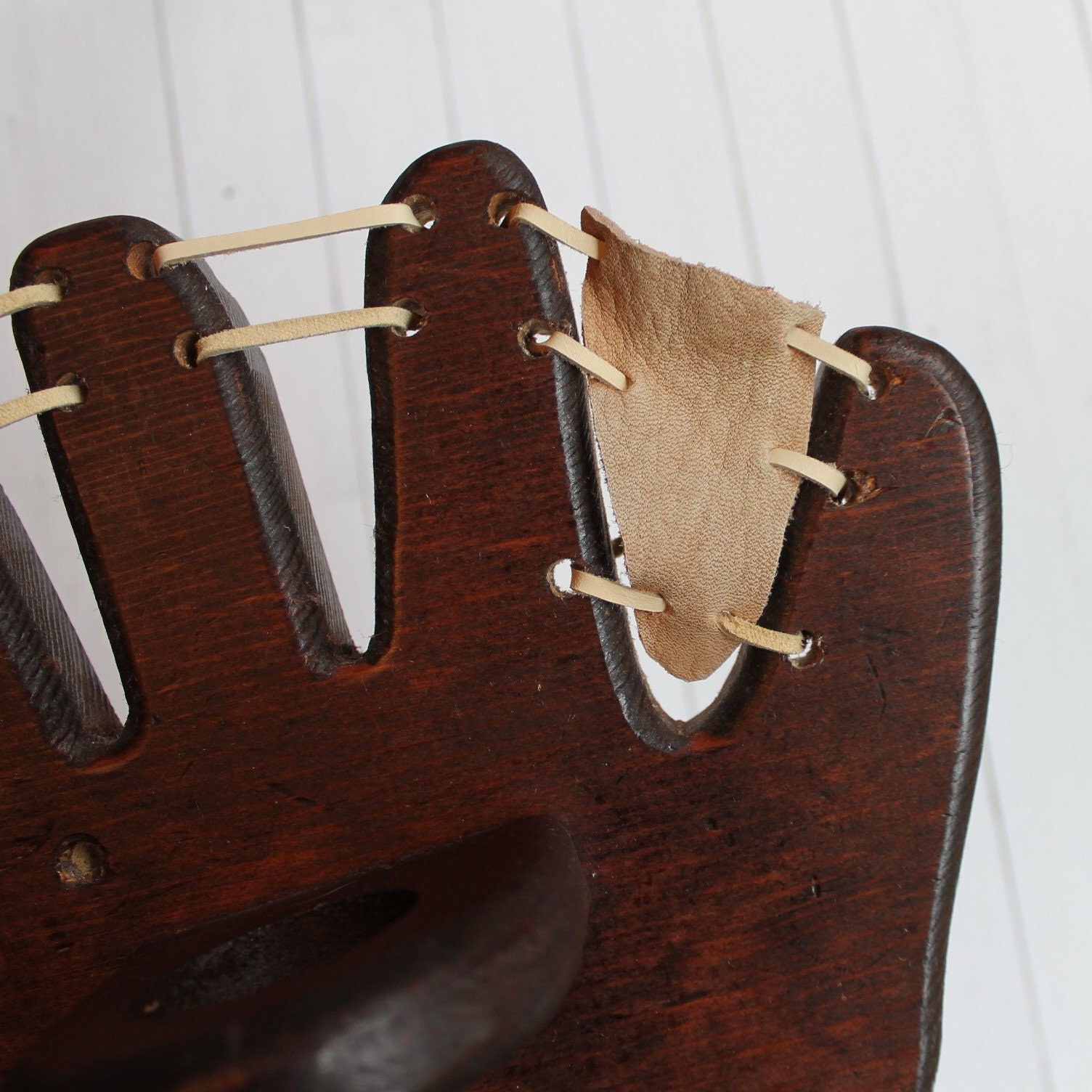 Vintage Wood Baseball Shelf Handmade Wooden Baseball Glove Display Rack ...