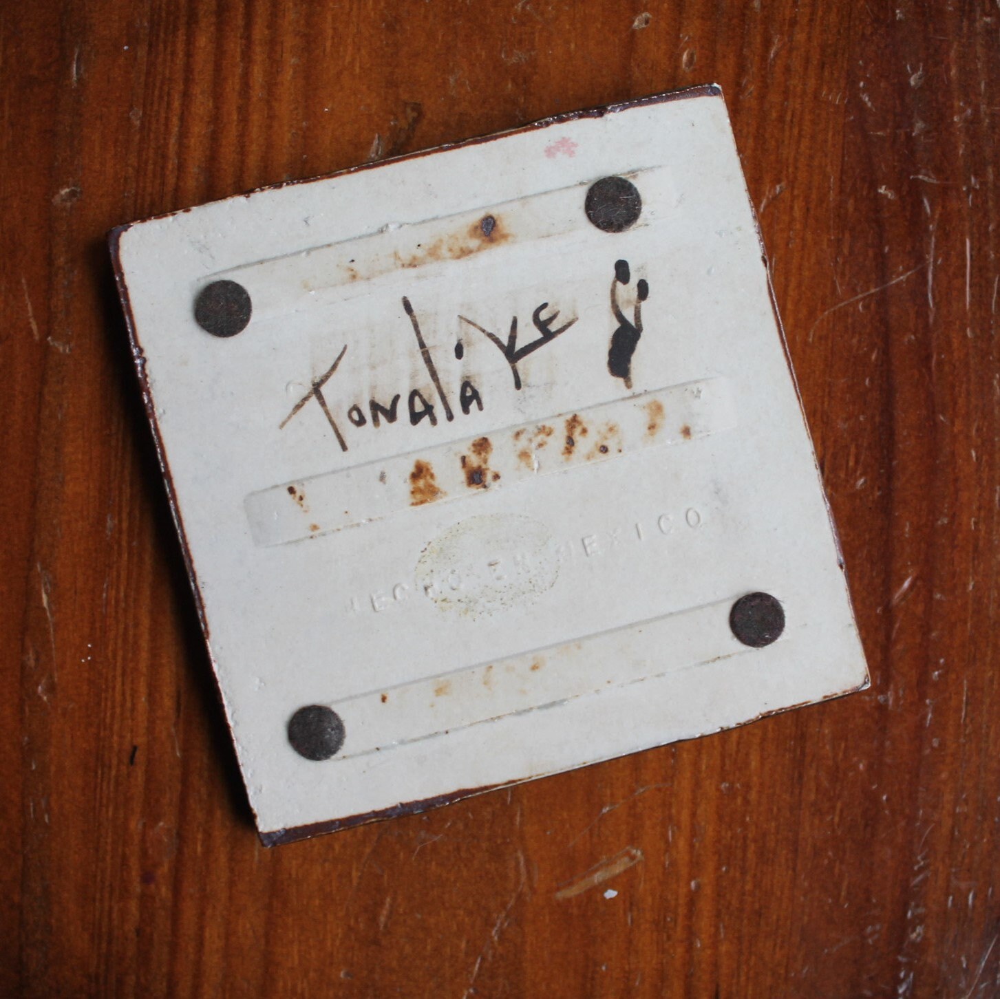 Vintage Ken Edwards Mexican Tonala Pottery Tile 4x4 Gray with Brown ...