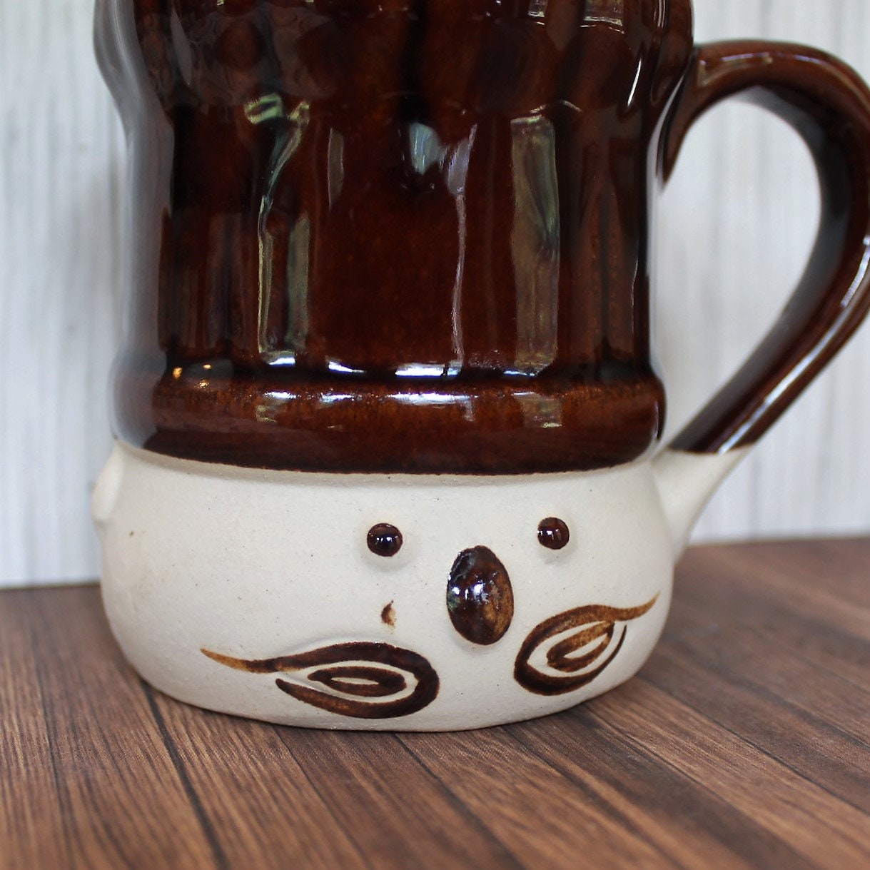 Vintage Takahashi Ceramic Chef Mug Stoneware Brown Drip with Chef Hat ...