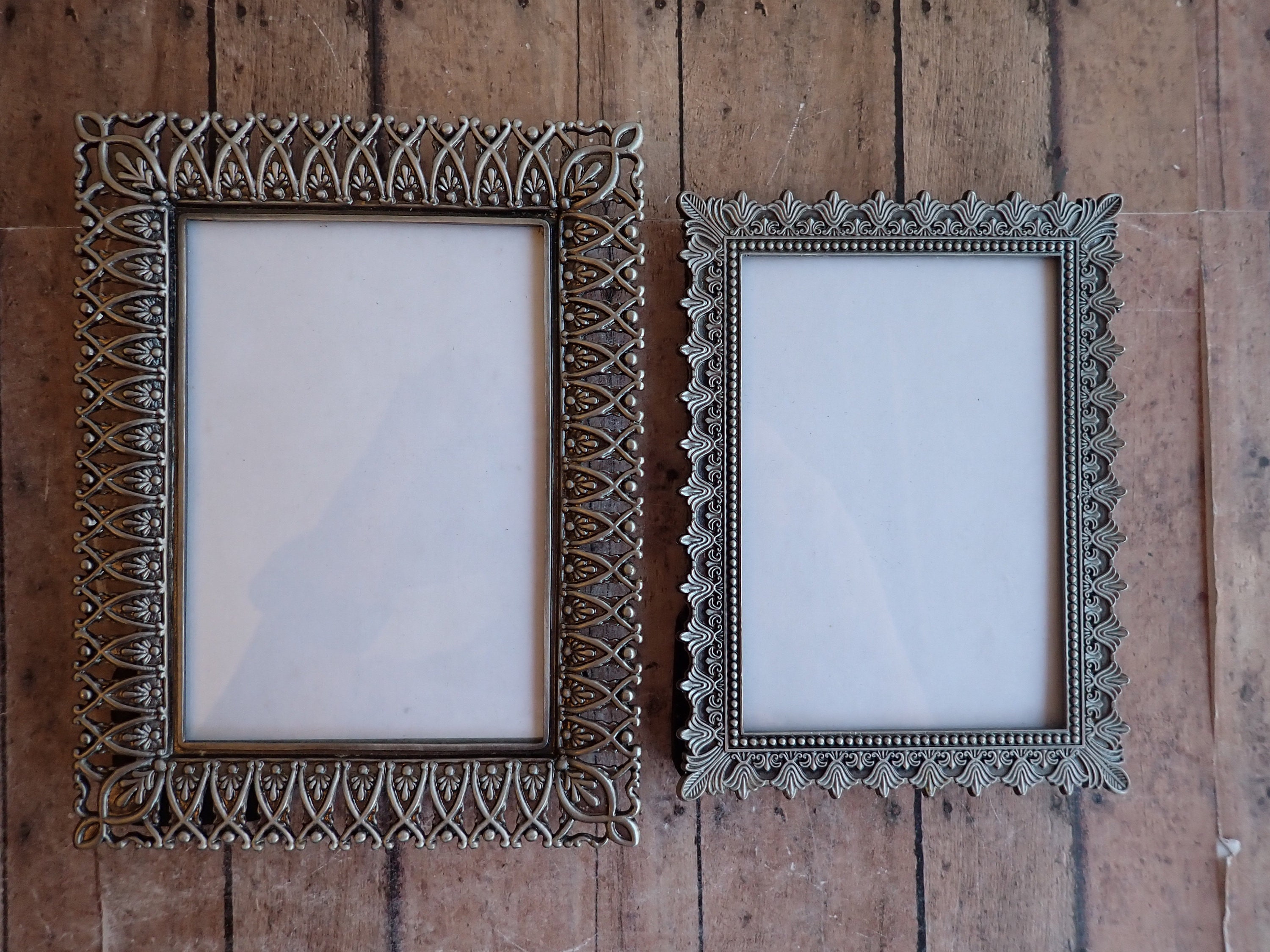 Vintage Silver Metal 3x5 Picture Photo Frame Set of 2 with Filigree ...