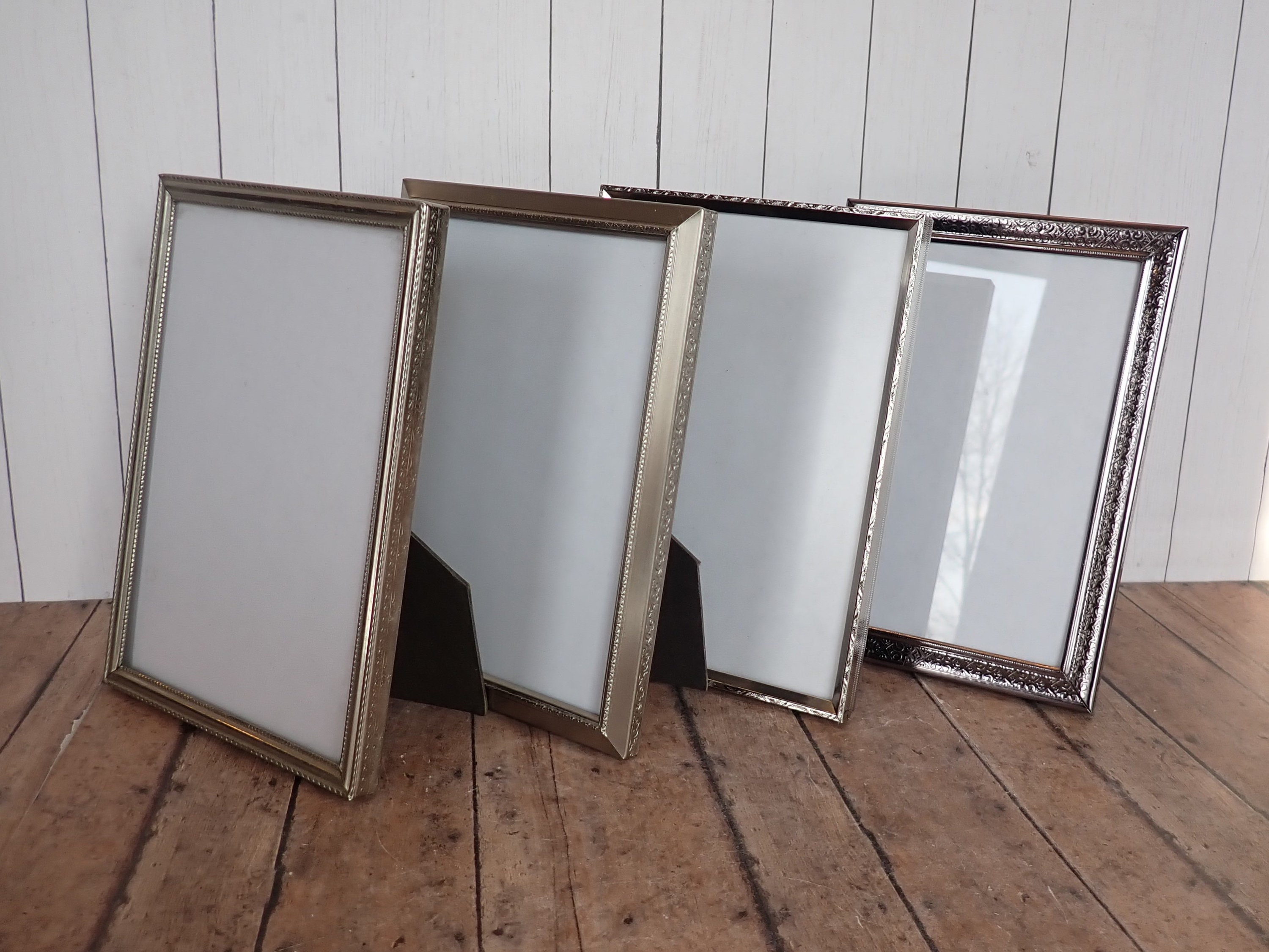 Vintage Silver Metal 5x7 Photo Picture Frame Set of 4 Frames 5 x 7