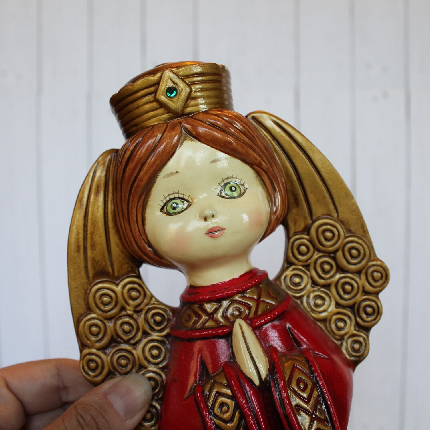 Vintage Christmas Ceramic Angel Figurine 11 Tall Modern Danish Style ...