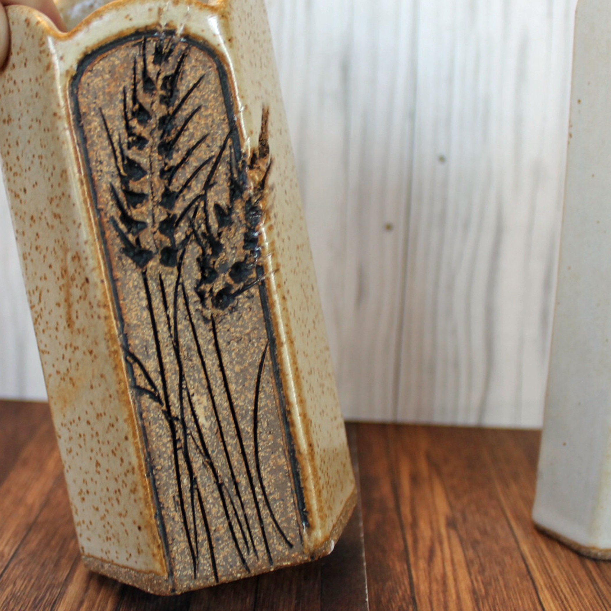 Vintage WILD ROSE POTTERY Stoneware Bud Vase Set of 2 Handmade Pottery ...