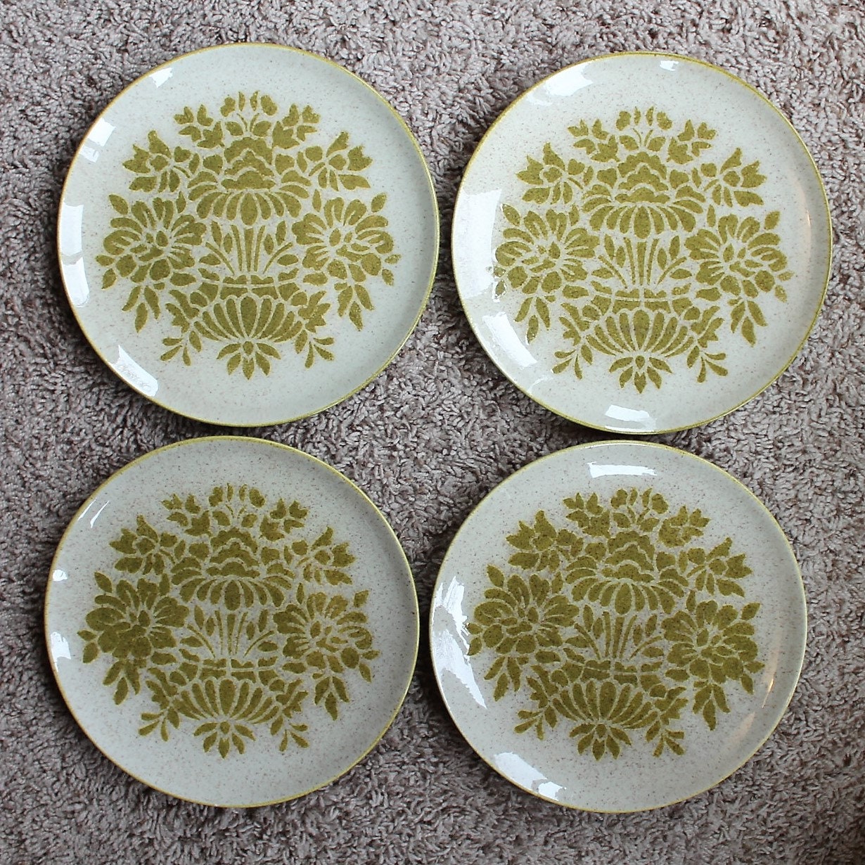 Vintage Red Wing DAMASK 10 Dinner Plate Set of 4 Plate Cream with Green ...