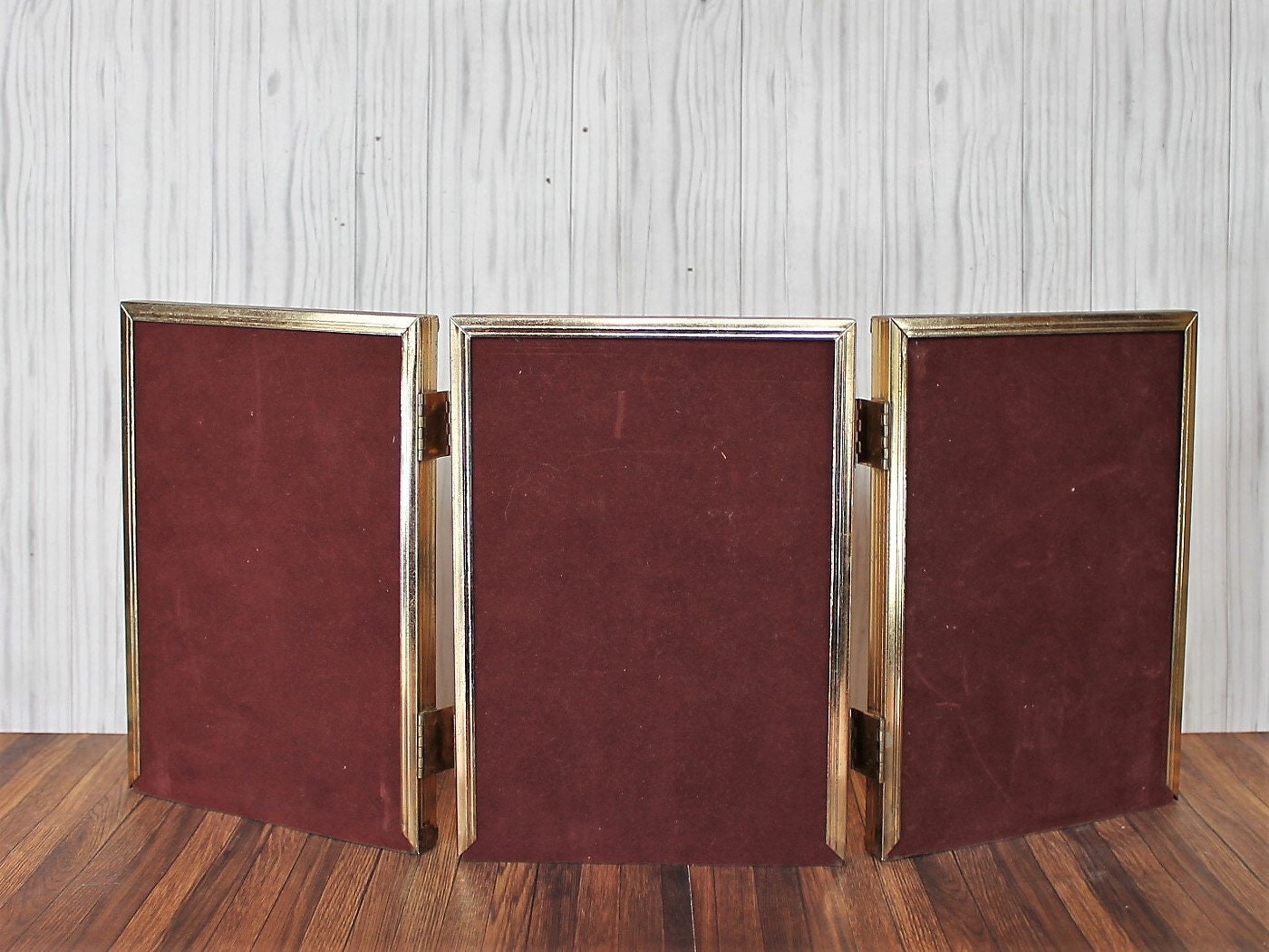 Vintage Brass Bronze Metal Triple Hinged 5x7 Three Part Photo Picture ...