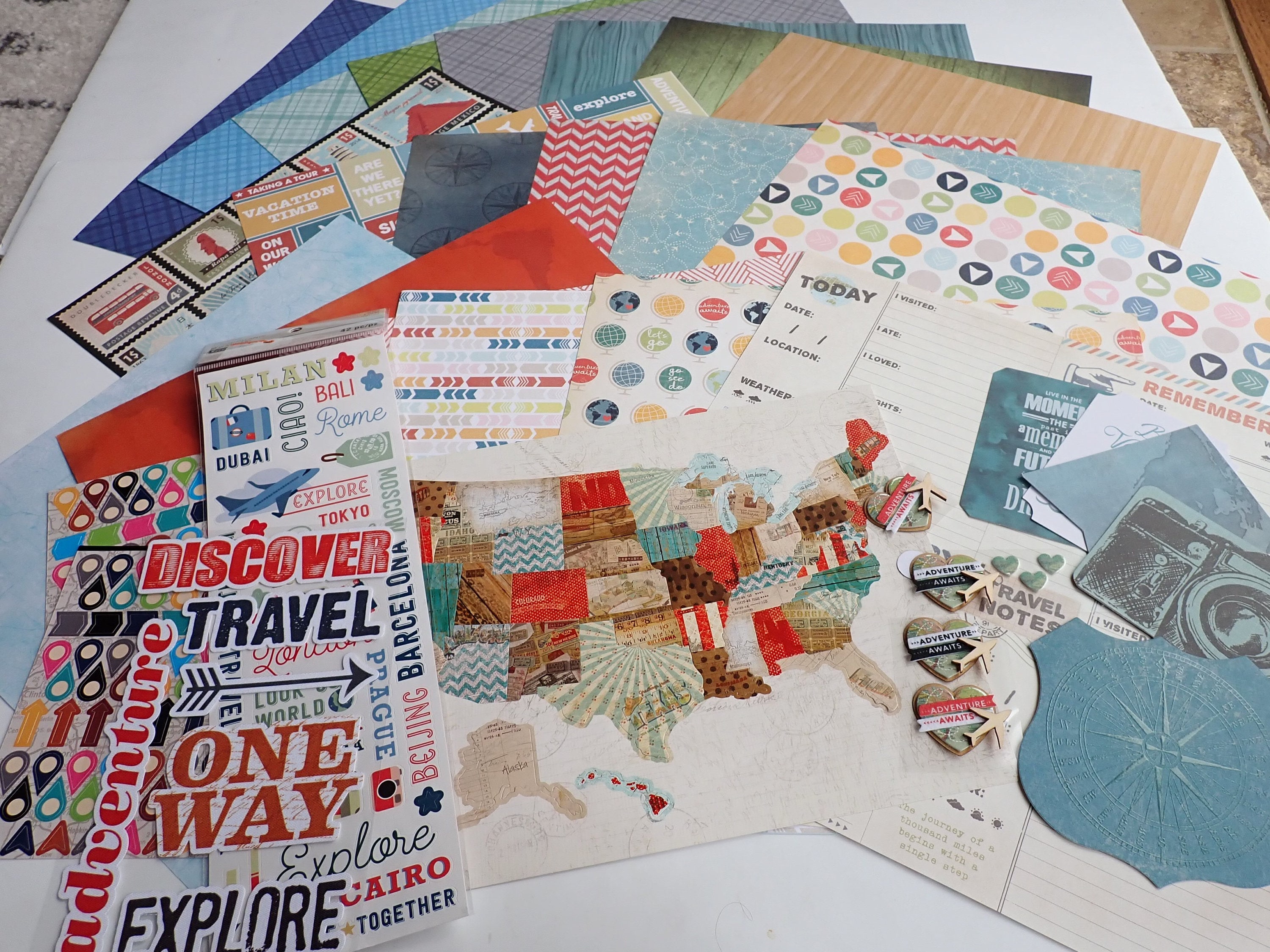 Scrapbook Travel Paper Kit 12x12 Paper Pack 20 Sheets Plus Frames ...