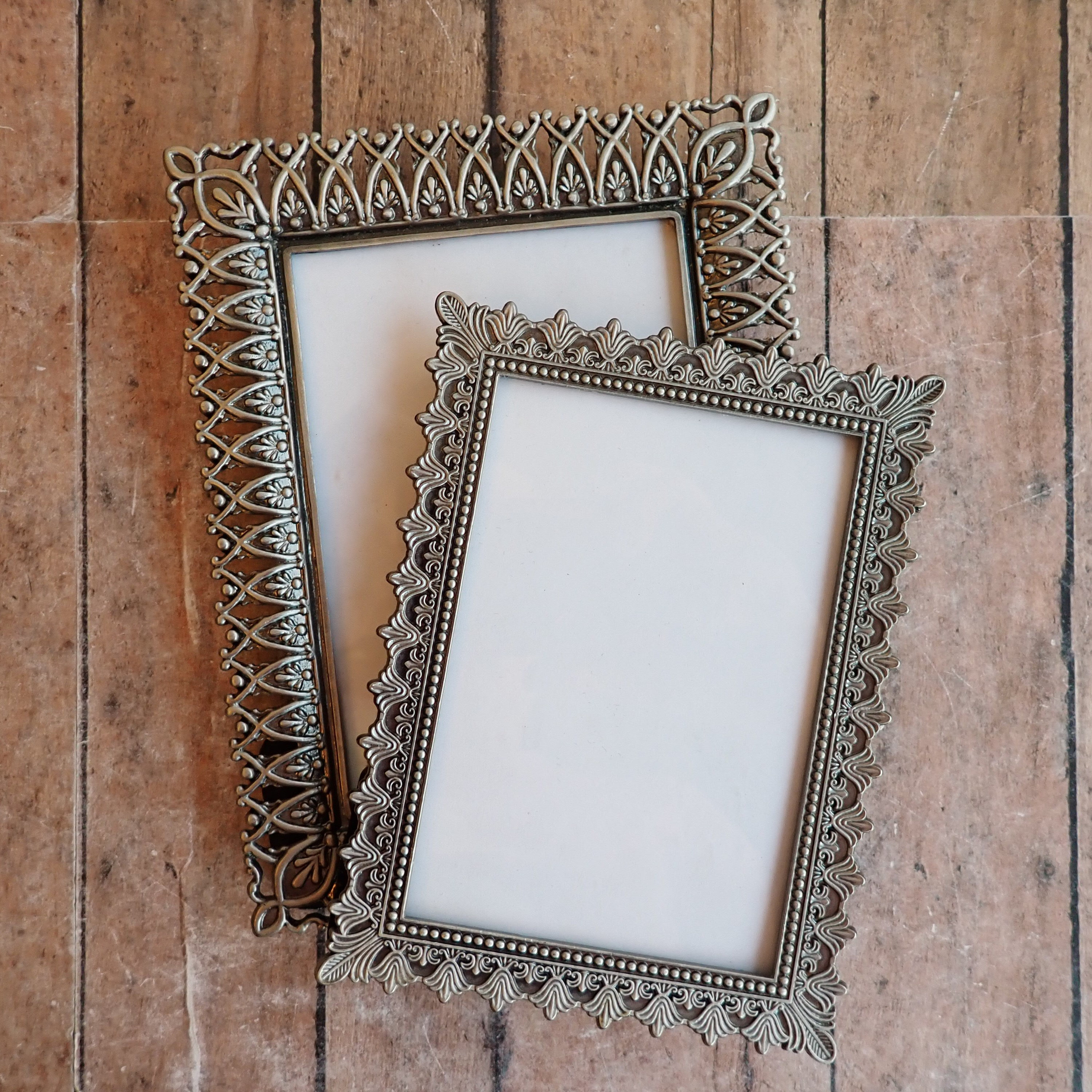 Vintage Silver Metal 3x5 Picture Photo Frame Set of 2 with Filigree ...