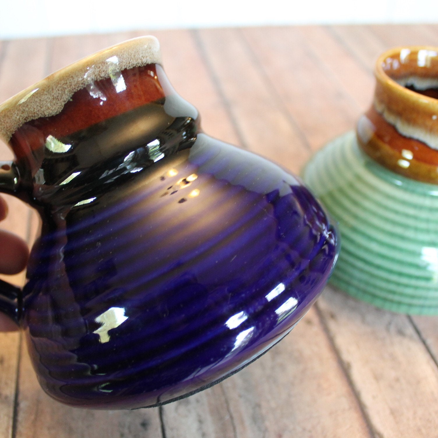 Vintage Wide Base No Spill Ceramic Stoneware Travel Mugs Set of 2 Spill ...