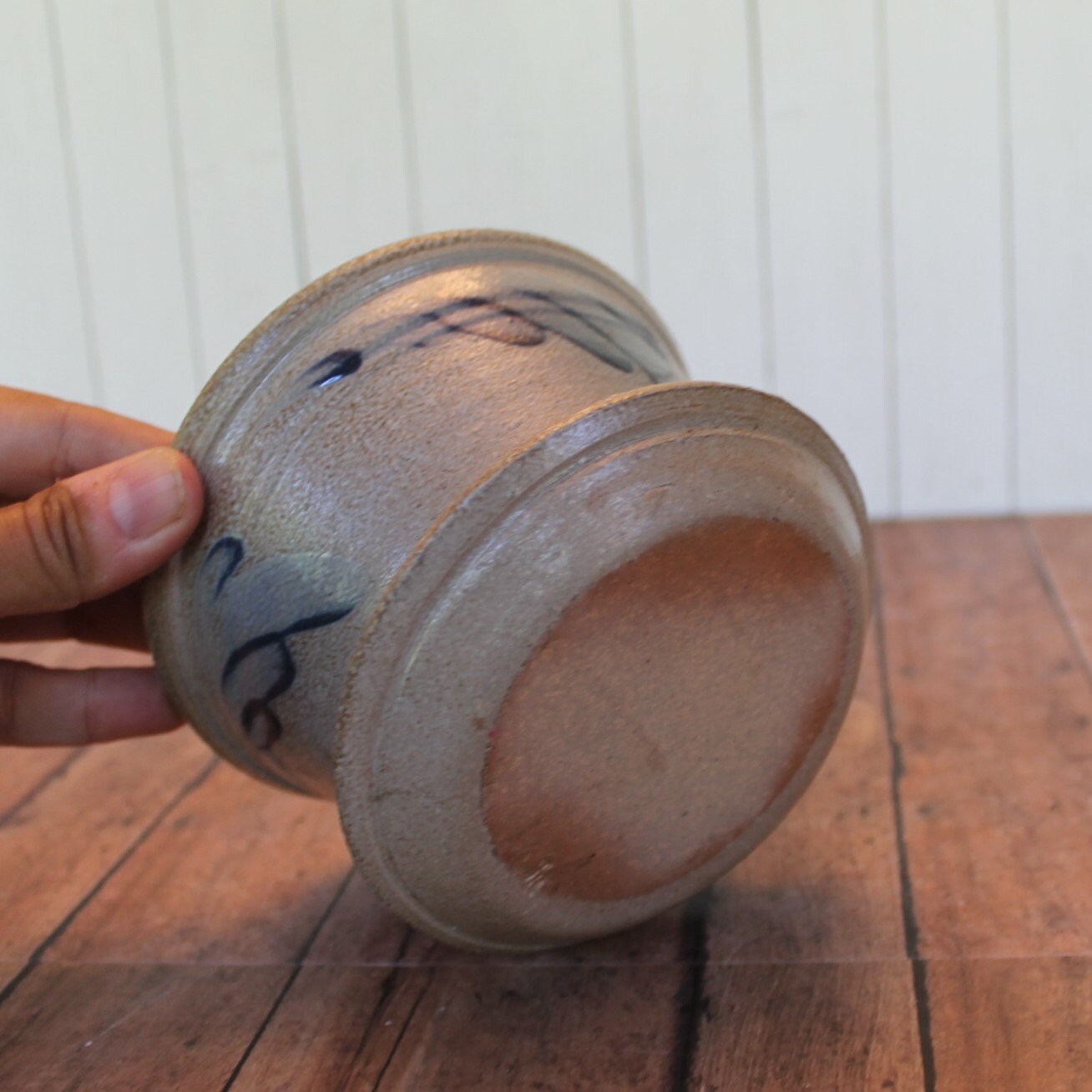 Vintage Wisconsin Pottery Stoneware Planter Gray and Blue Salt Glazed ...