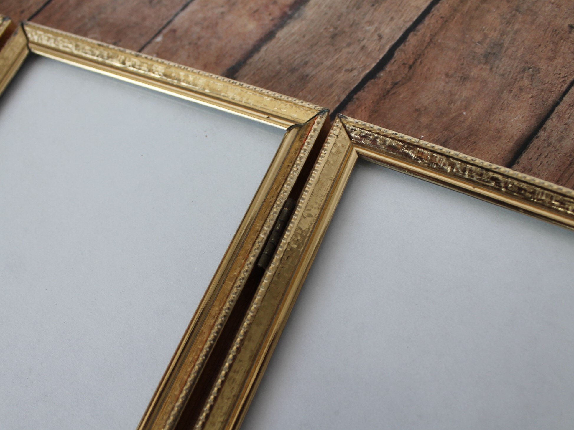 Vintage Brass Bronze Metal Triple Hinged 5x7 Three Part Photo Picture ...
