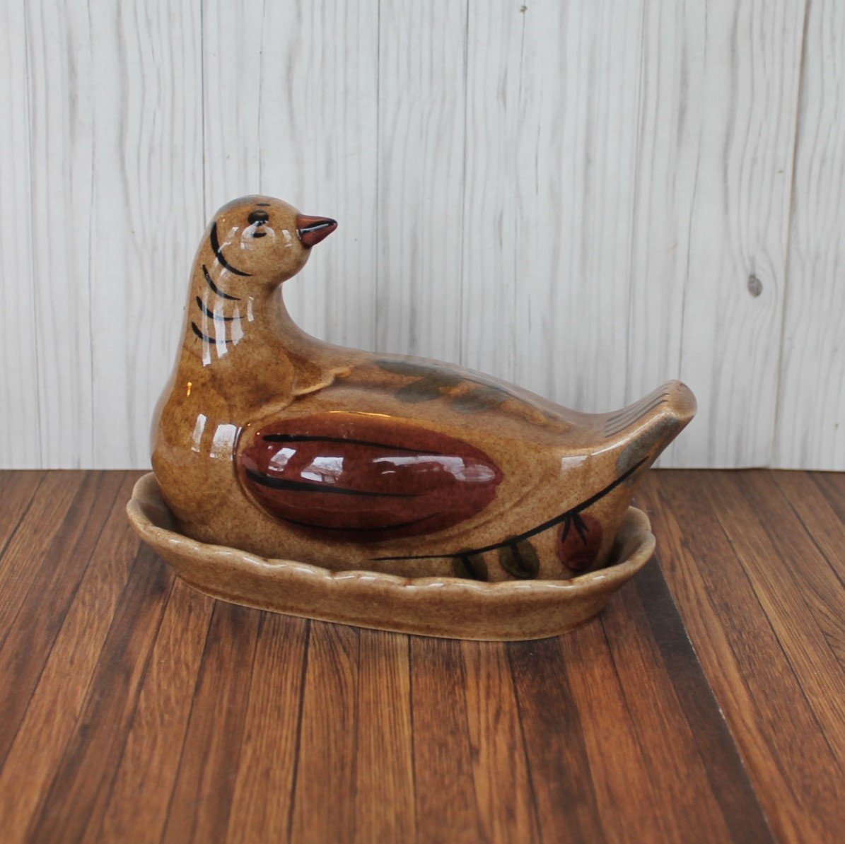 Vintage California Cleminson Pottery DISTLEFINK Ceramic Butter Dish and ...