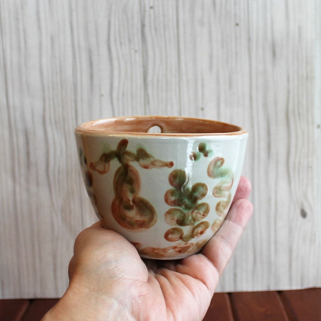 Vintage MA Mary Hadley Pottery Pear and Grape Wall Pocket Vase Planter ...