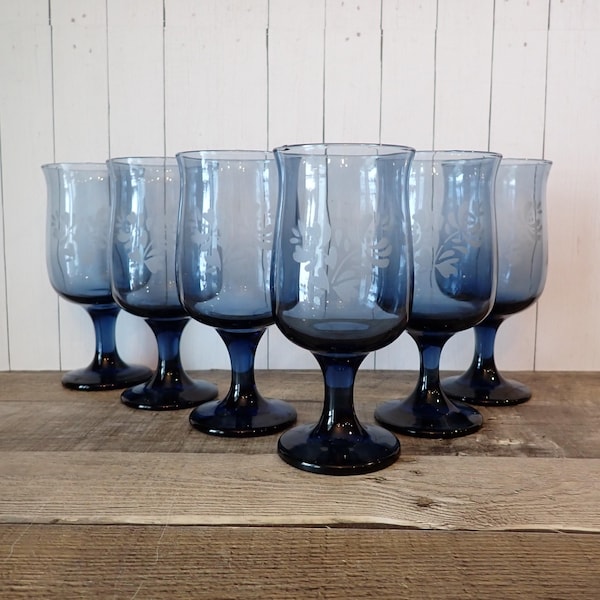 Blue Glassware Set 12 - Etsy