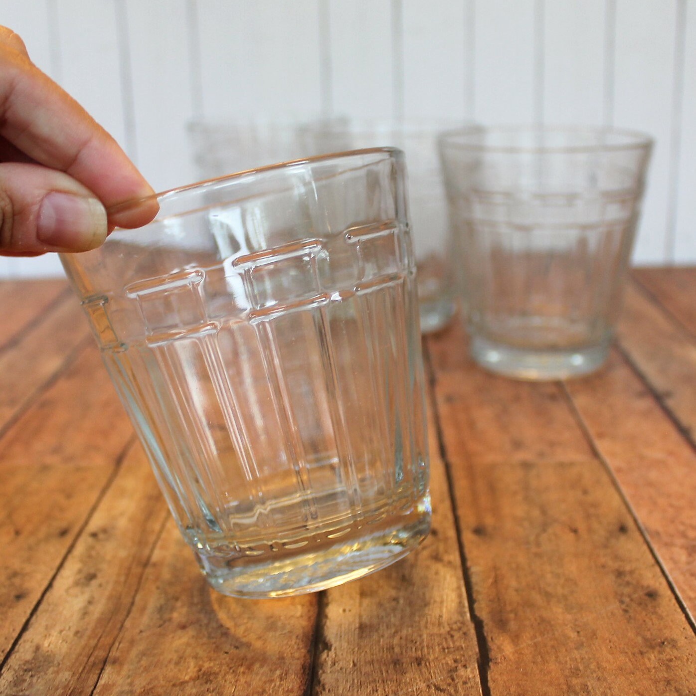 Vintage Longaberger Glass WOVEN TRADITIONS Clear 12 oz. Flat Tumbler ...