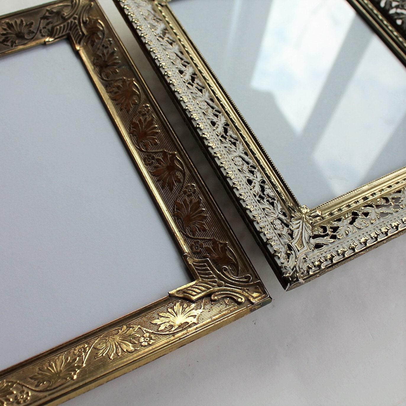 Vintage 5x7 Gold Metal Brass Colored Photo Picture Frame Set of 2 ...