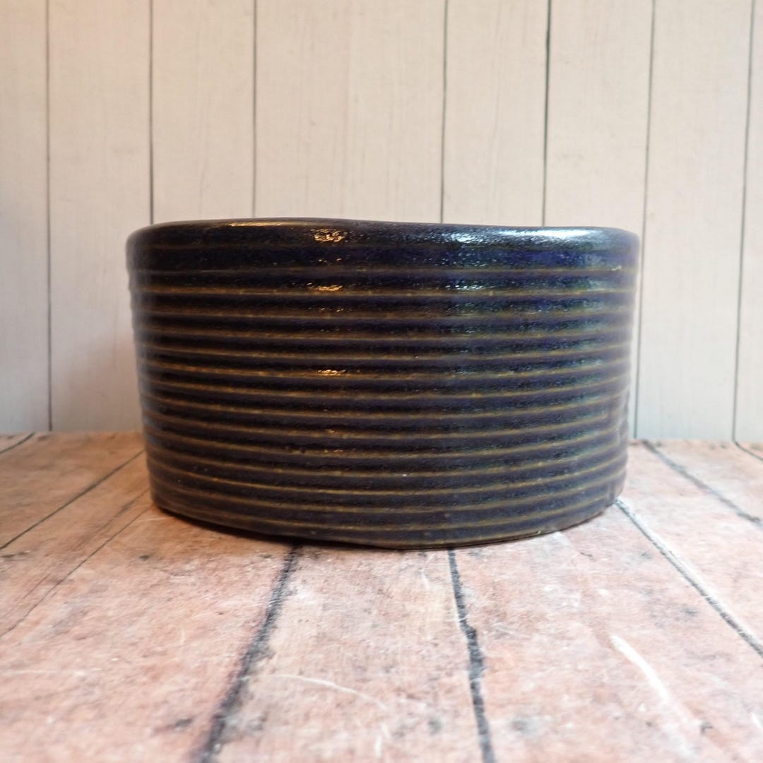 Vintage Zanesville Stoneware Planter Stoneage Modern Dak Blue Navy ...