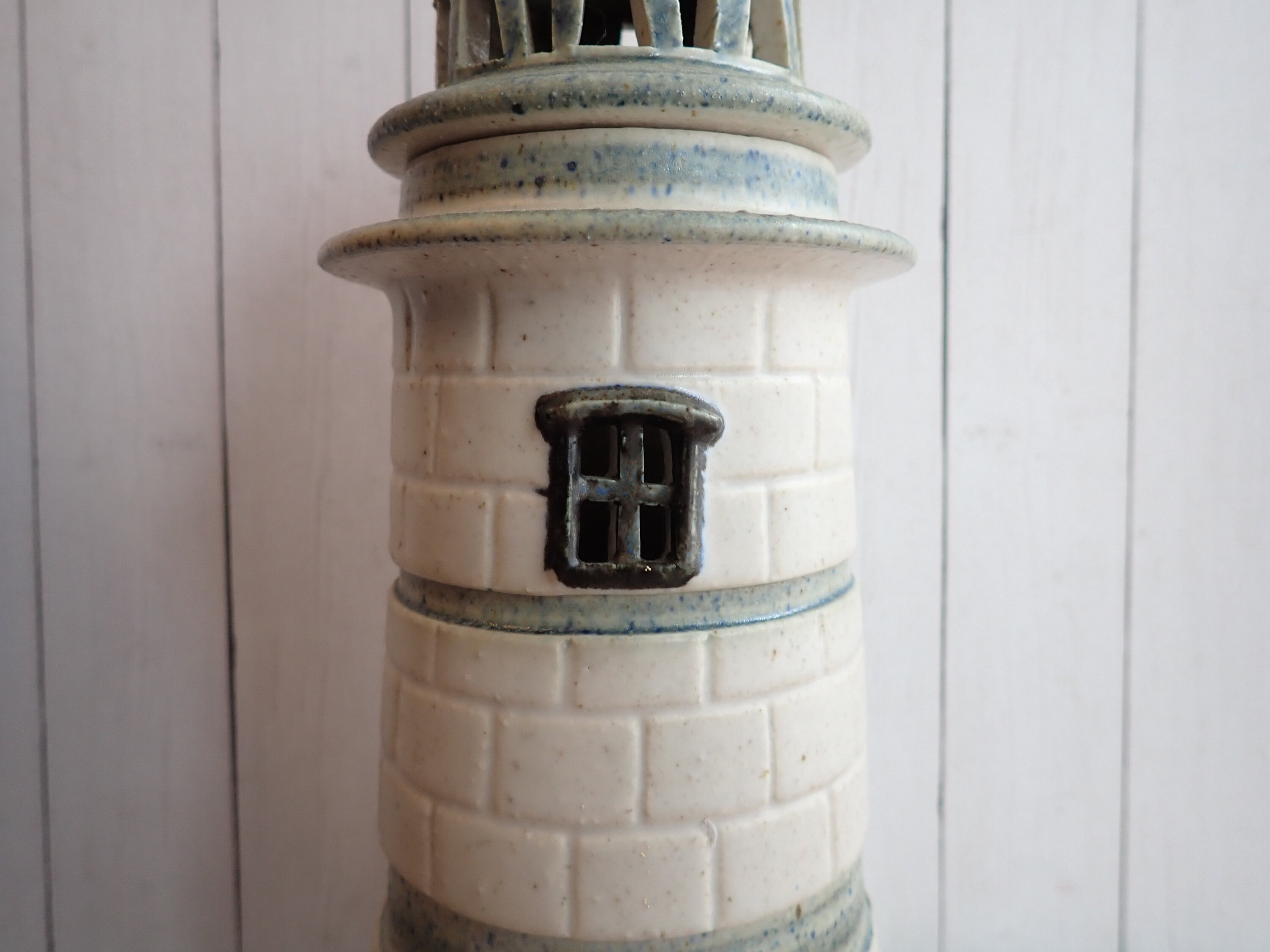 Vintage Gills Rock Stoneware Pottery Lighthouse Figurine Oil Lamp Door ...