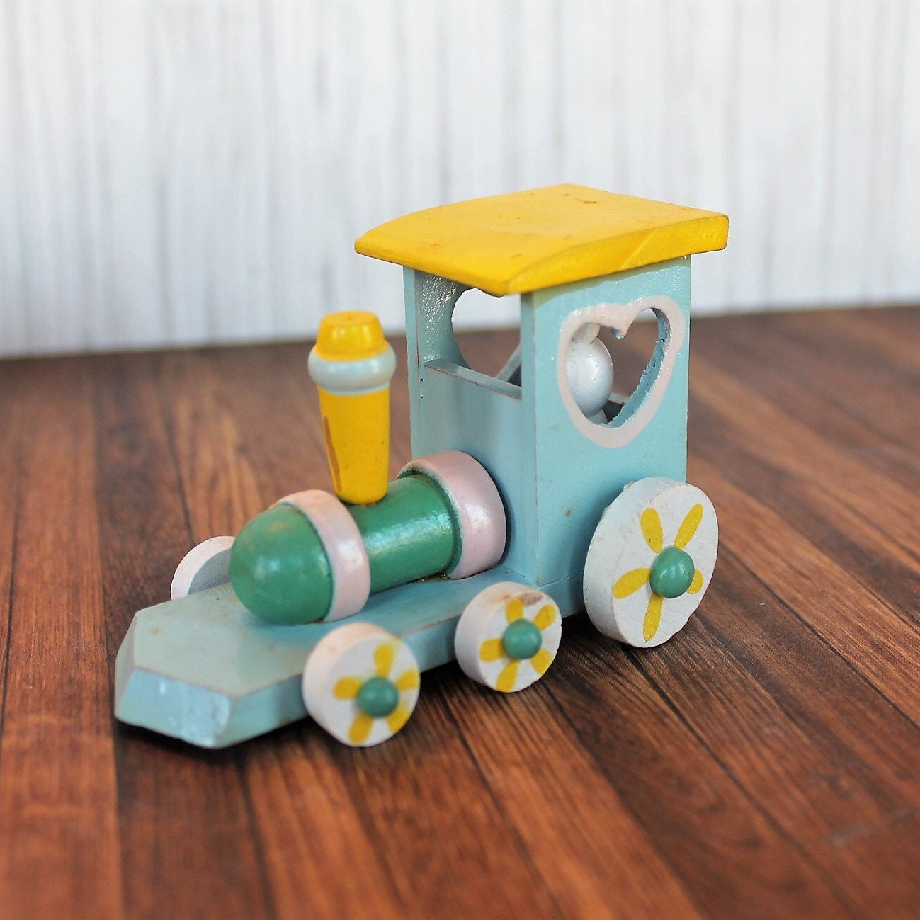 Vintage Easter Wooden 7 Piece Train Set with Original Box Wood Bunny ...