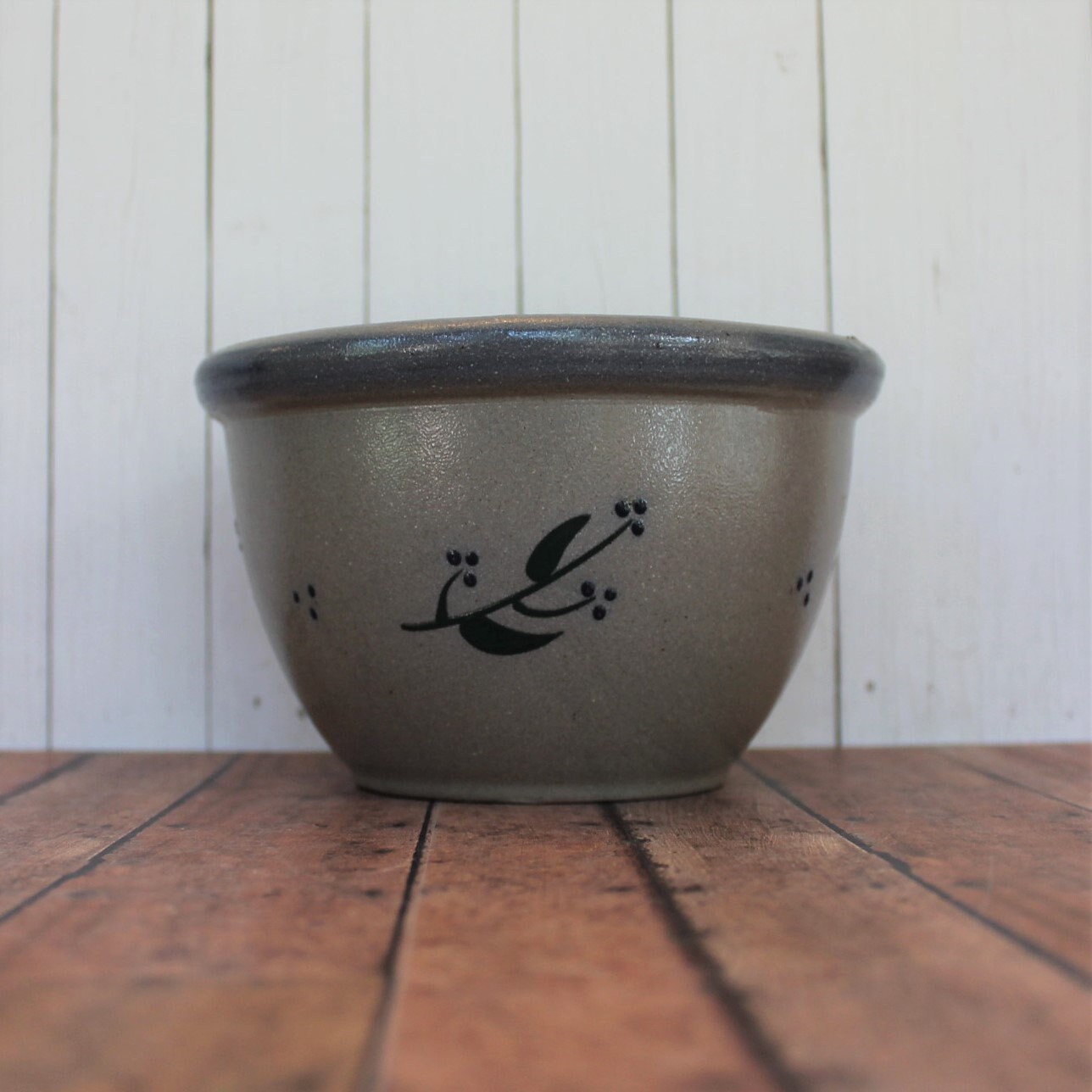 Vintage ROWE POTTERY WORKS Stoneware Mixing Bowl Gray with Blueberry ...