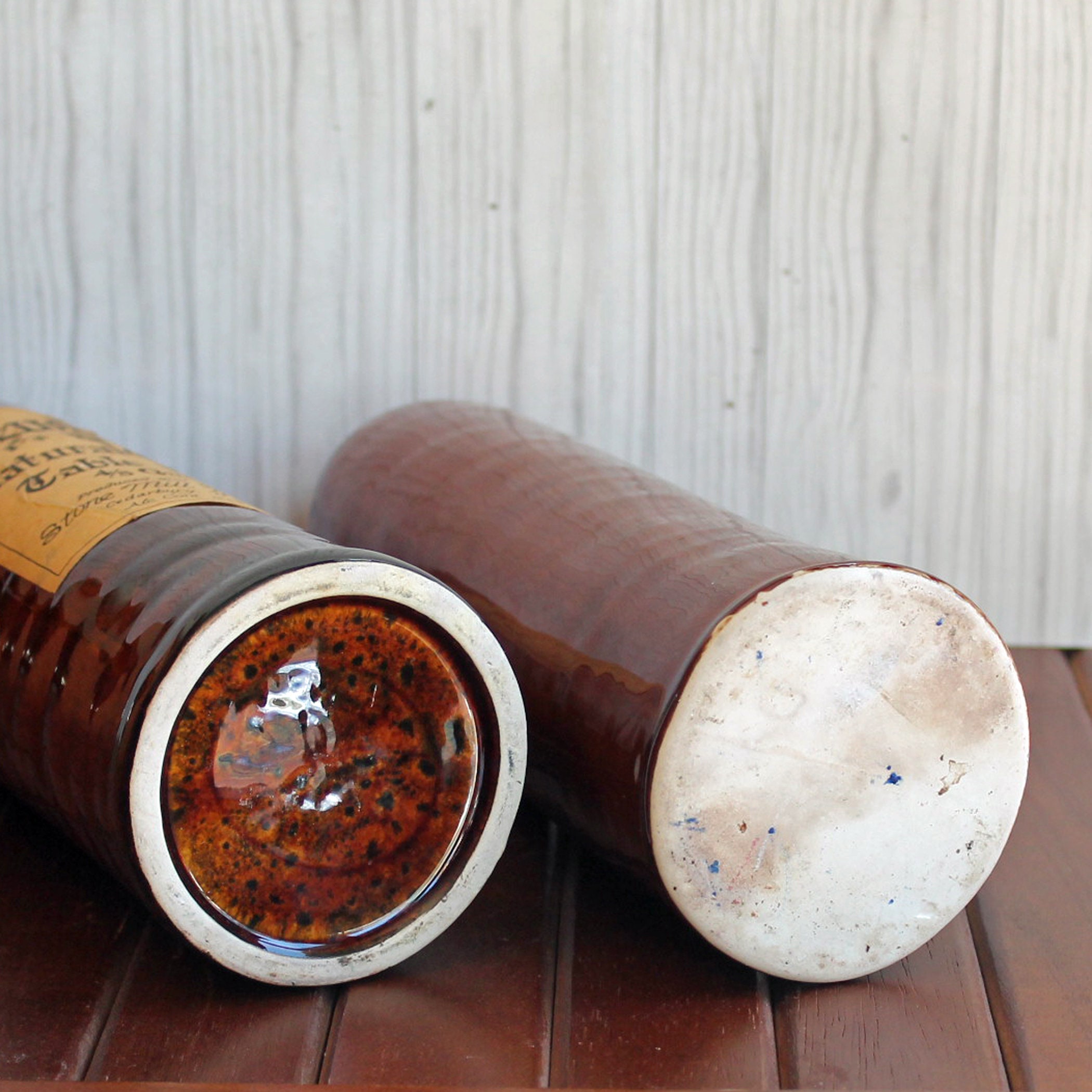 Vintage Brown Stoneware Wine Bottle Jug Set of 2 Ceramic Bottle ...