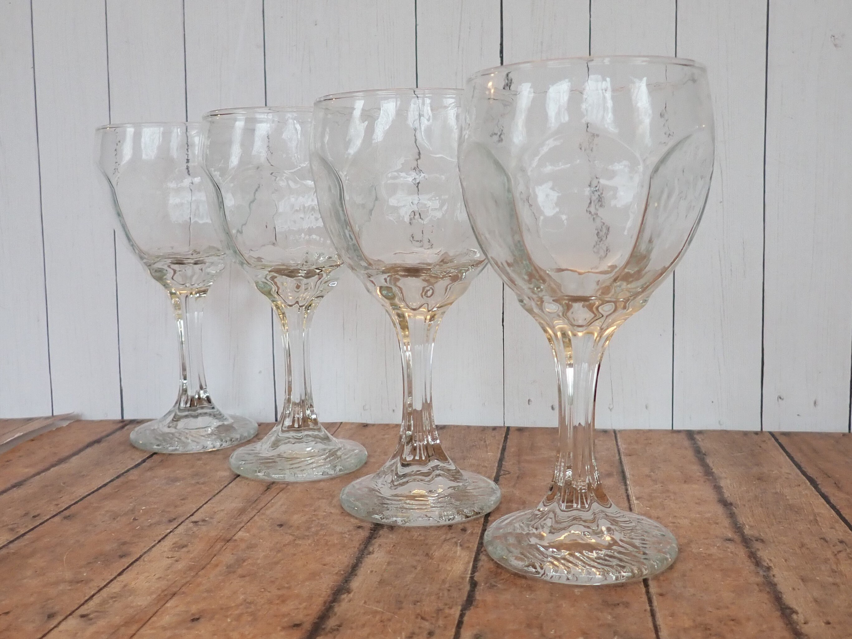 Vintage Libbey CHIVALRY Clear 6 Wine Glasses Set of 4 Flat Paneled ...