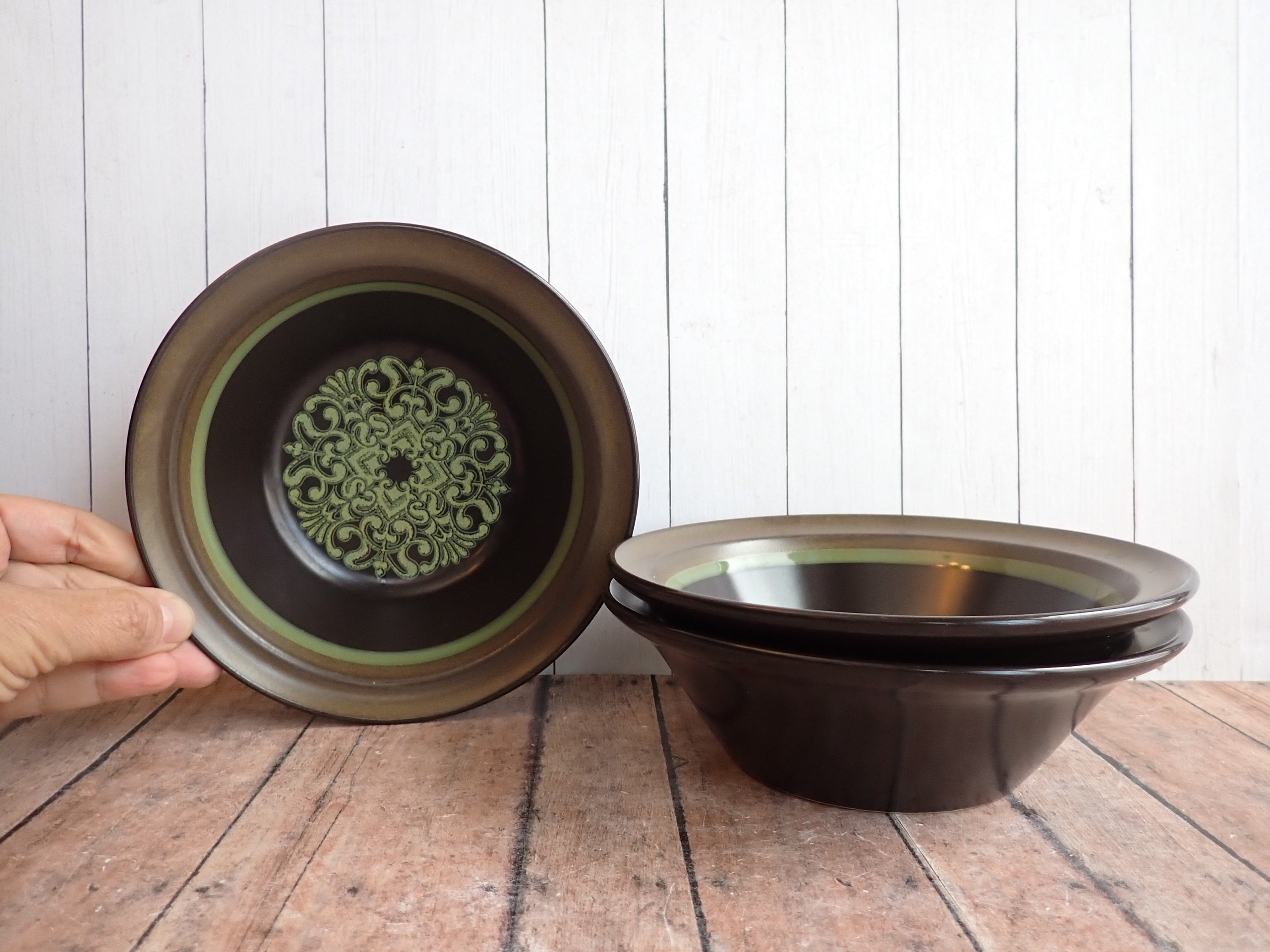 Vintage Noritake Primastone CAMPOBELLO Rim Cereal Bowls Set of 3 Brown ...