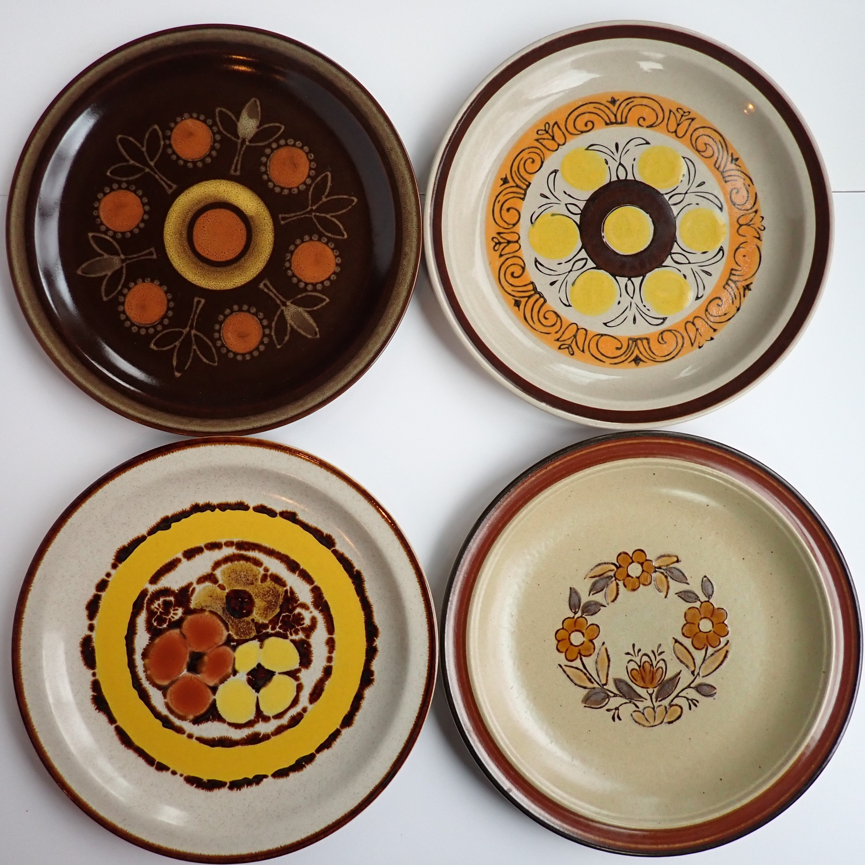 Vintage Mismatched Stoneware Dinner Plate Set of 4 Mix and Match Plates ...