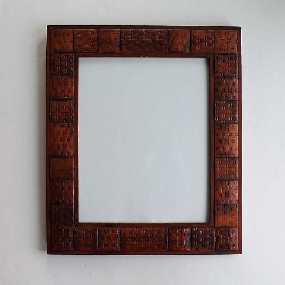 Vintage RARE WOODS 8X10 Picture Photo Frame Brown Woven Wood Design ...