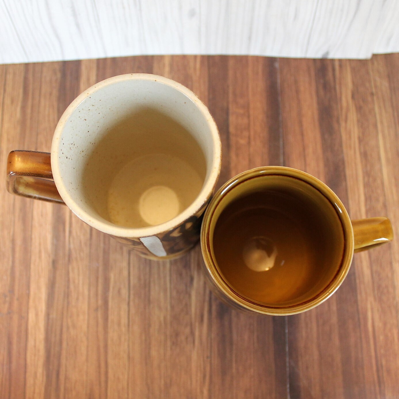 RESERVED for Z. Vintage Stoneware Footed Mug Set of 2 Gold Black ...