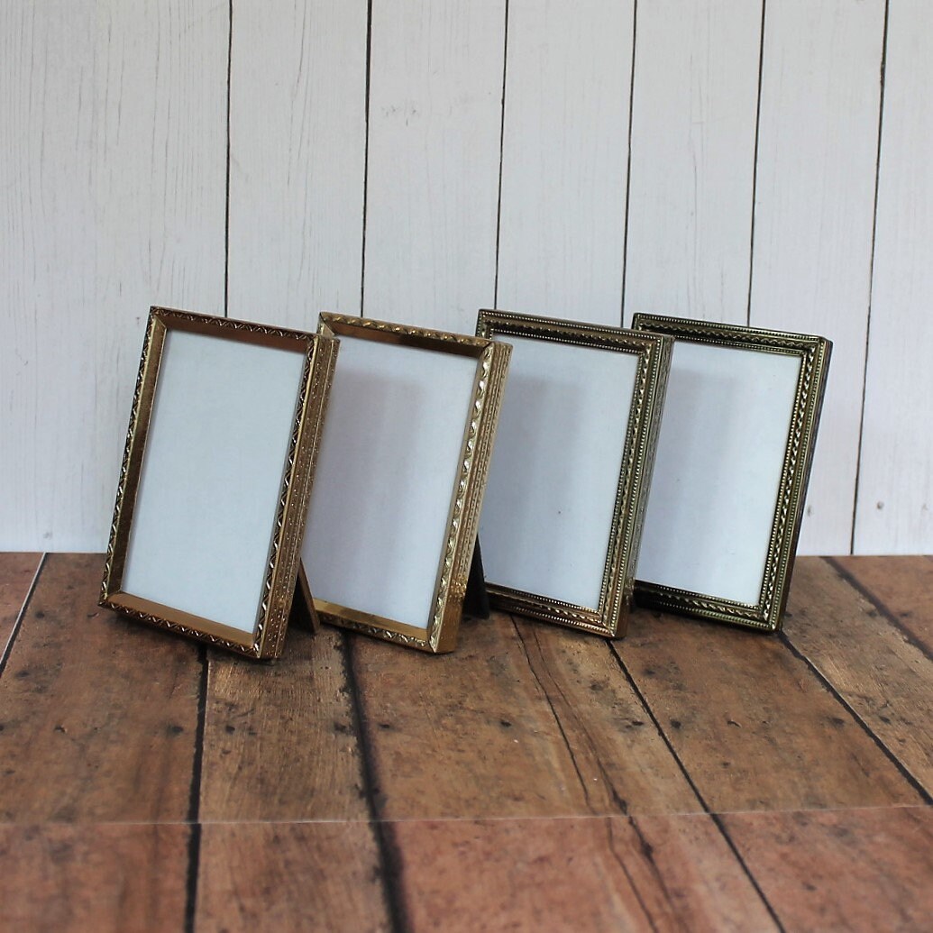 Vintage 2x3 Metal Gold Brass Colored Photo Picture Frame Set of 4 ...