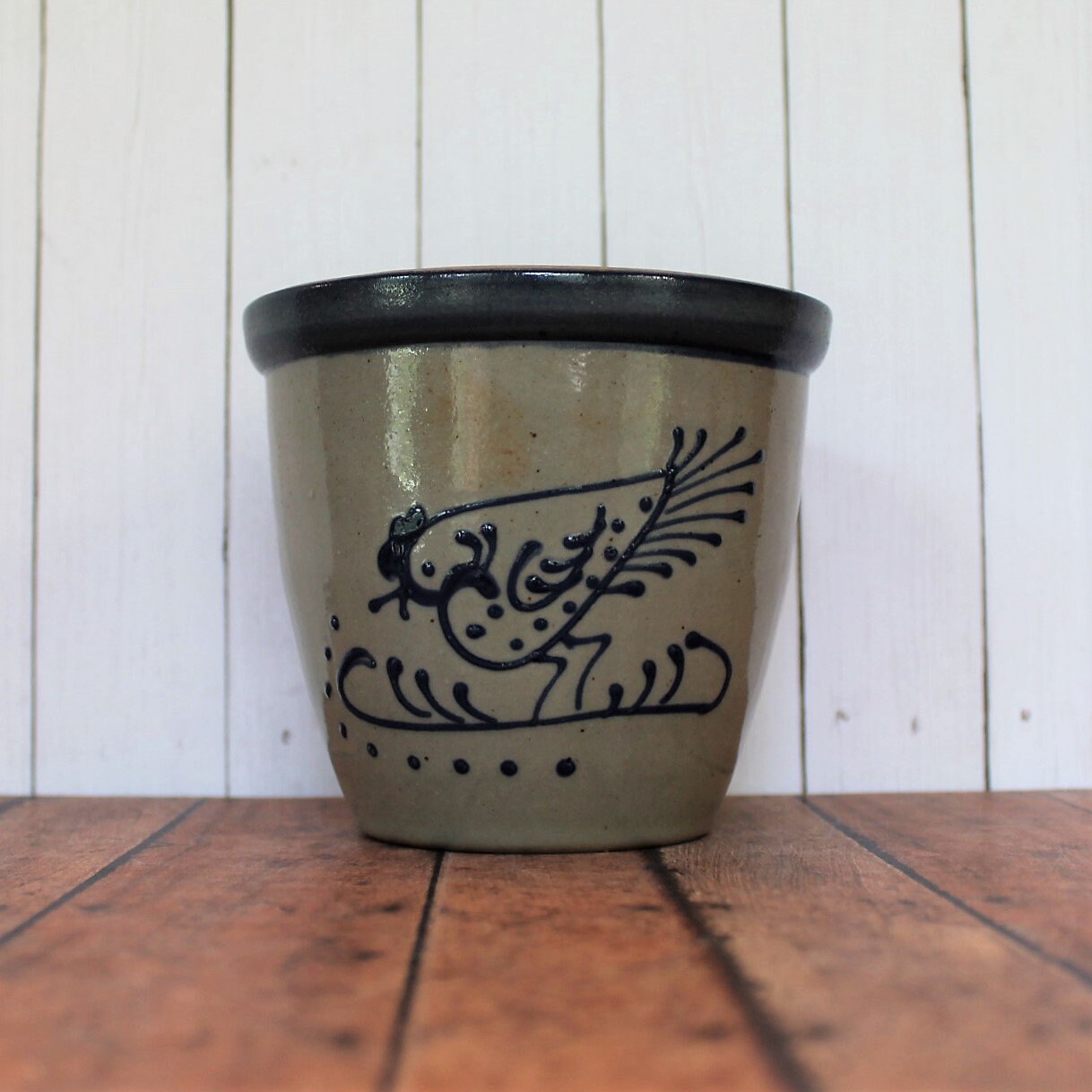 Vintage Beaumont Brothers Pottery BBP Stoneware Planter Gray and Blue ...