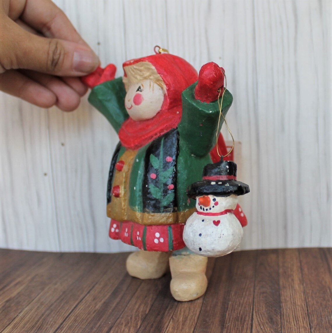 Vintage HOUSE OF HATTEN 1993 Victorian Girl with Snowman Ornament ...