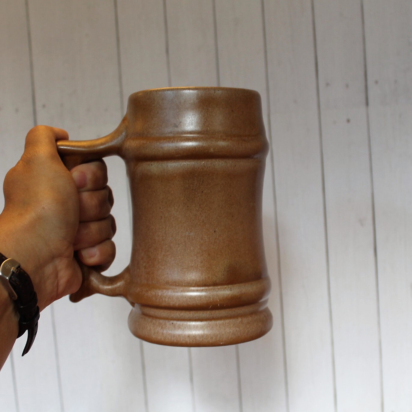 Vintage Frankoma Prairie Brown Beer Stein Large 20 oz. Mug M2
