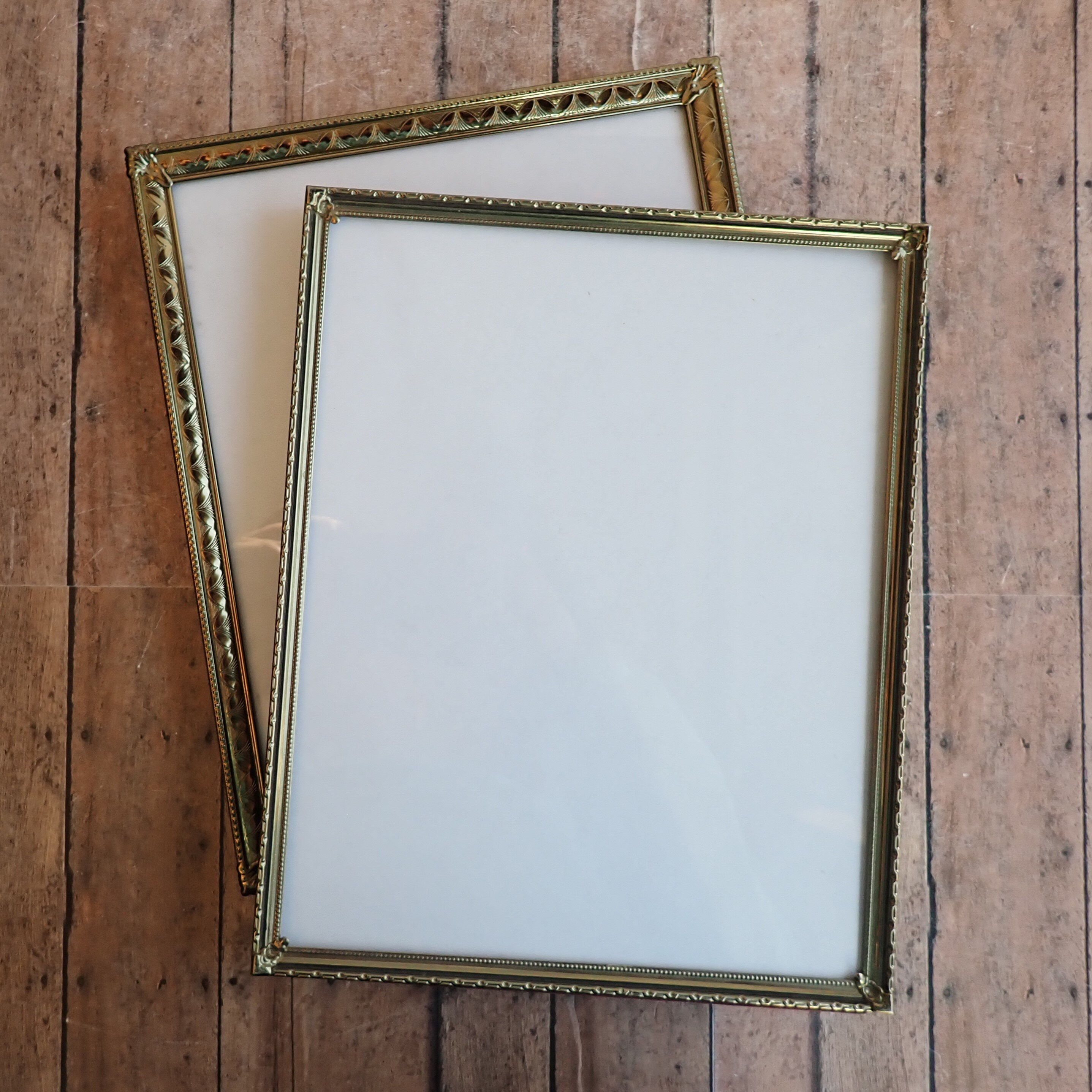 Vintage 8x10 Brass Gold Photo Picture Frame Set of 2 with Etched Design ...