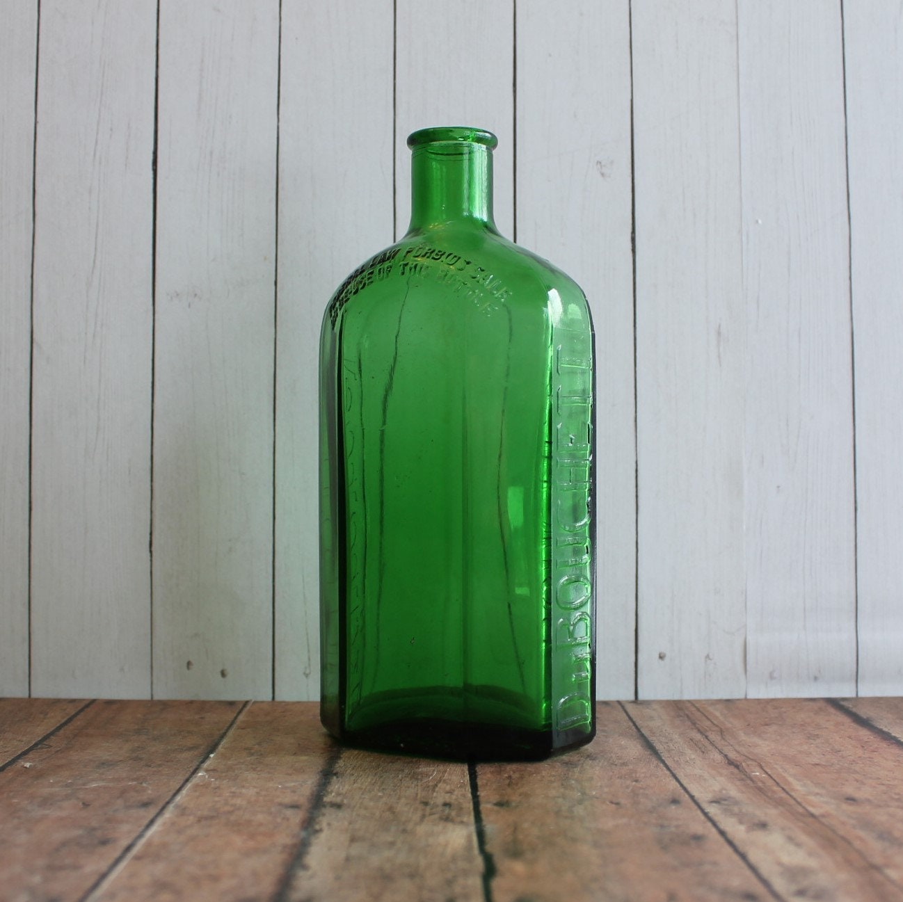 Vintage DuBouchett Green Glass Kummel Liqueur Bottle