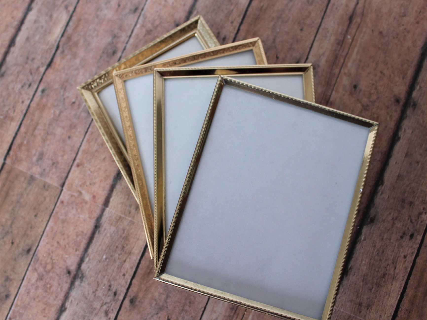 Vintage 4x5 Metal Gold Brass Colored Photo Picture Frame Set of 4 ...