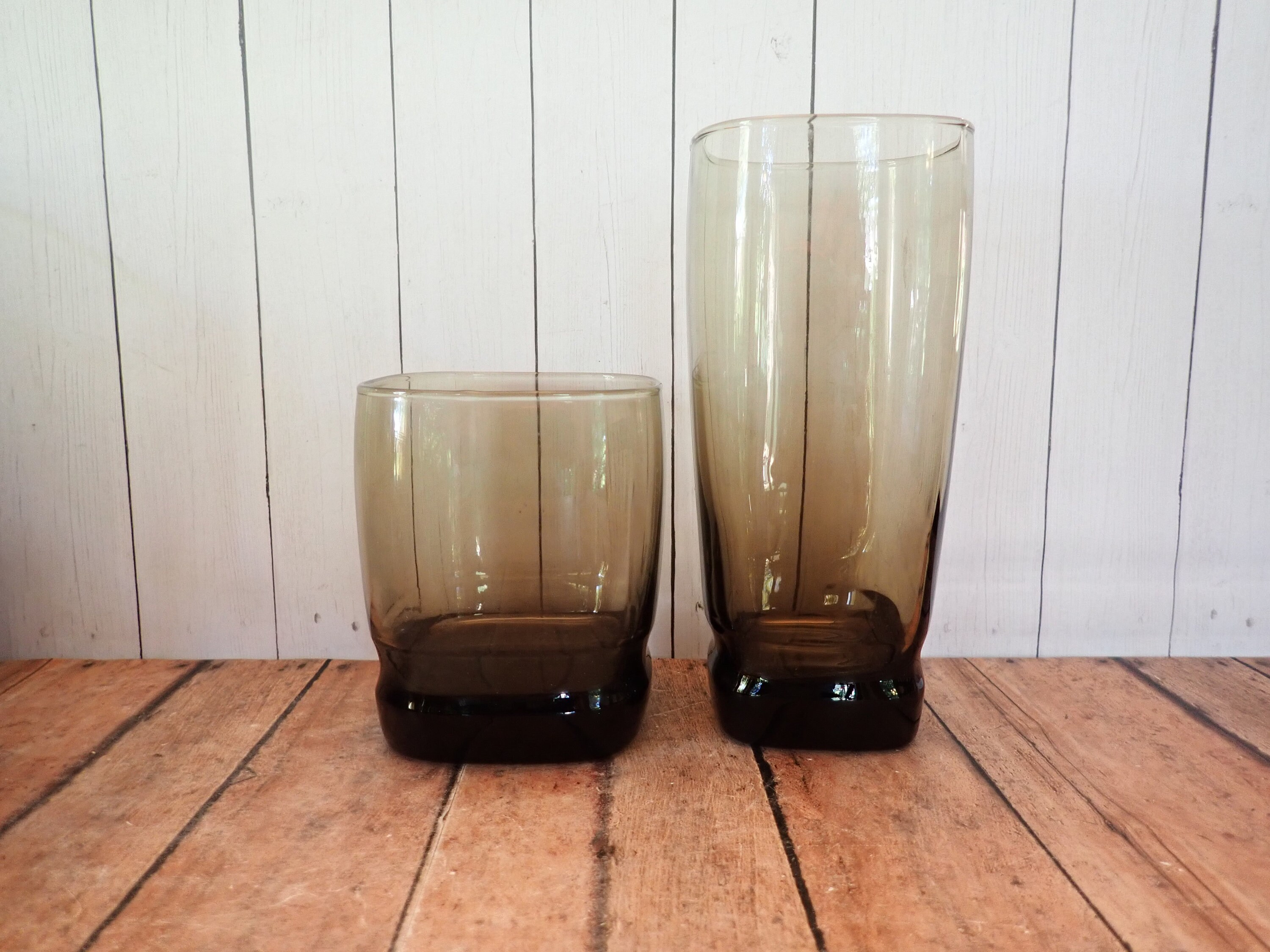 RESERVED Vintage Libbey Glass CARRINGTON SMOKE Smoky Brown Tumbler ...
