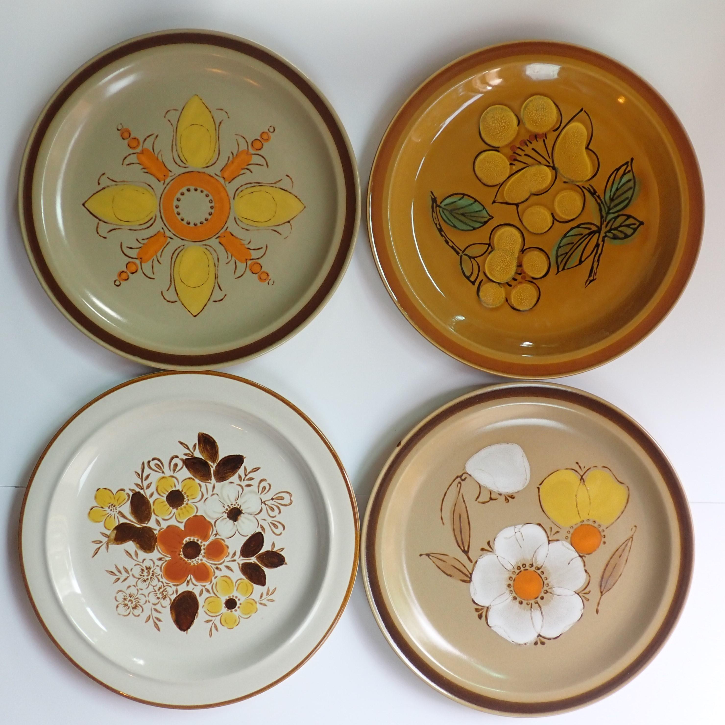 Vintage Mismatched Stoneware Dinner Plate Set of 4 Mix and Match Plates ...