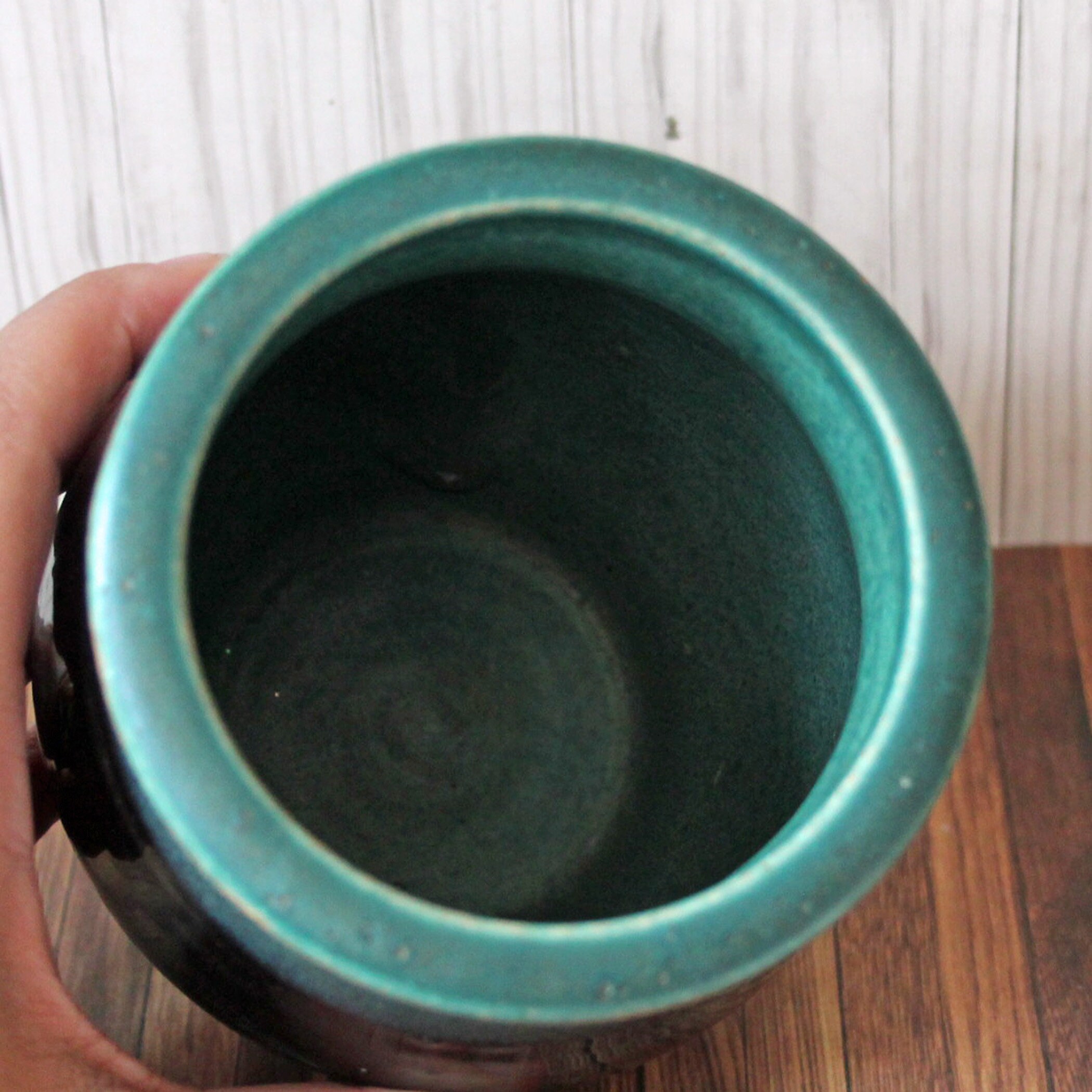 Vintage GALENA POTTERY Stoneware Vase or Planter Black Grey Green ...