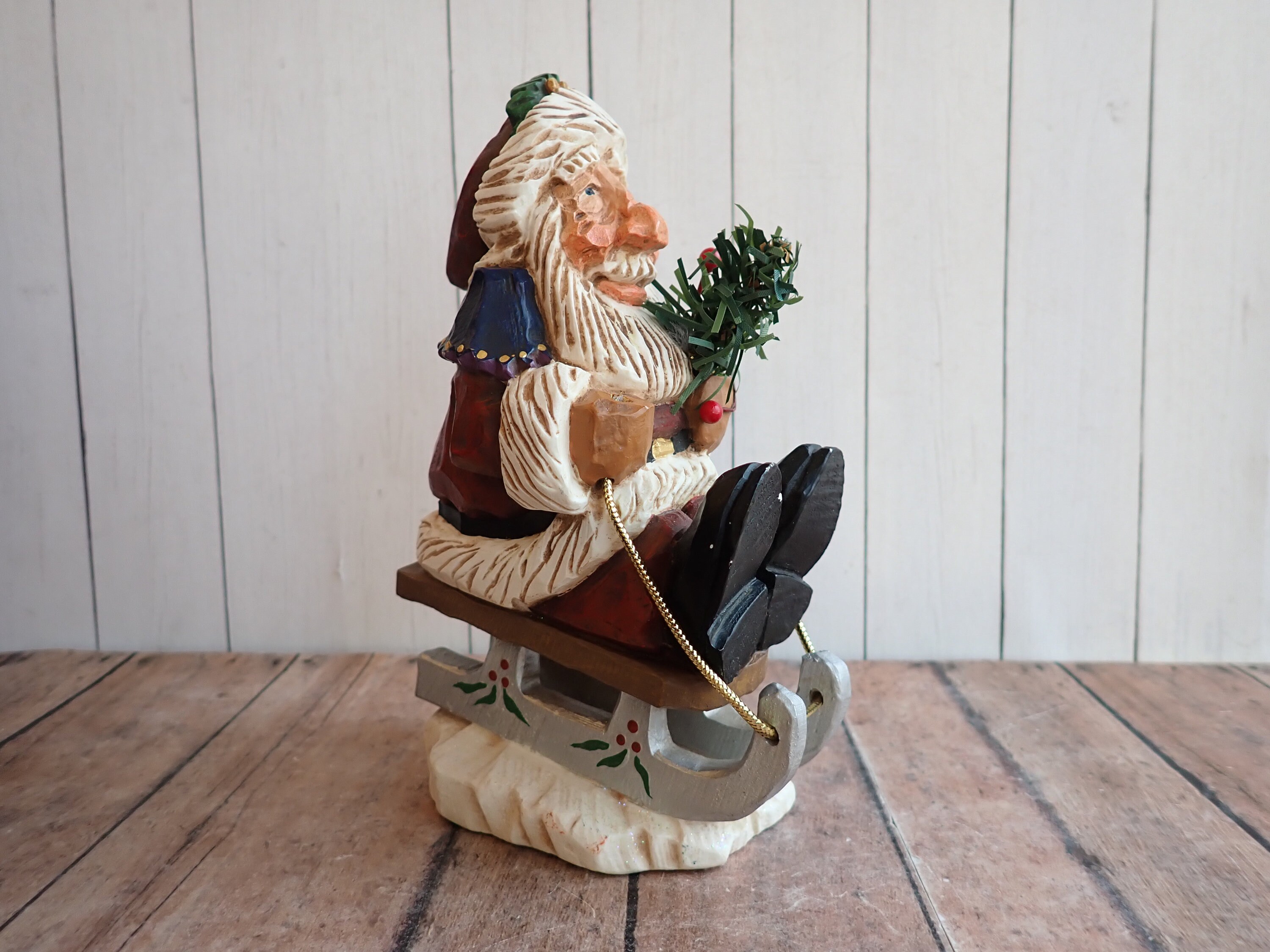 Vintage David Frykman Santa Claus Figurine Santa on Sled 1998
